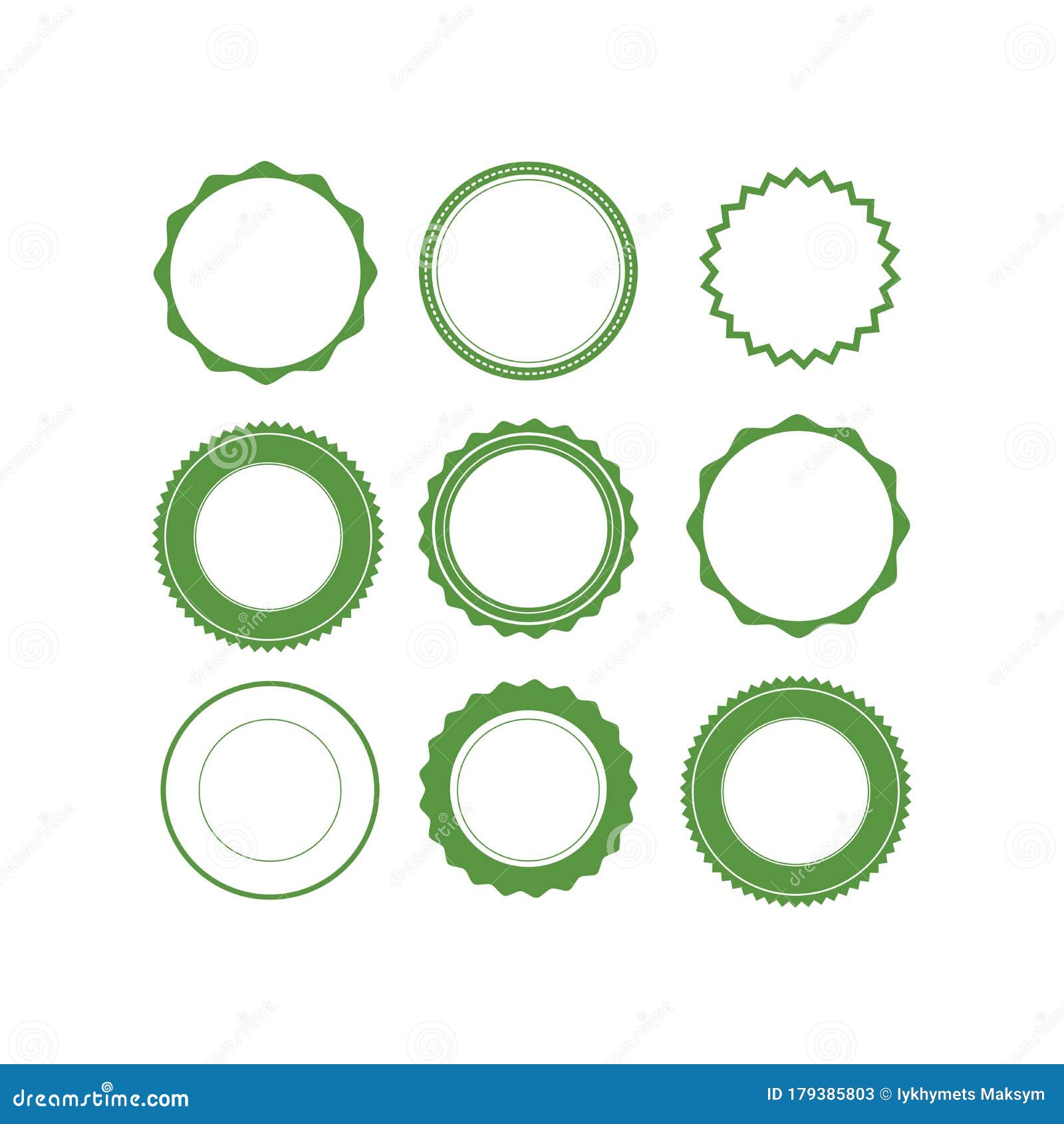 Badges, Labels and Stickers without Text on Retail. Designed in Green ...