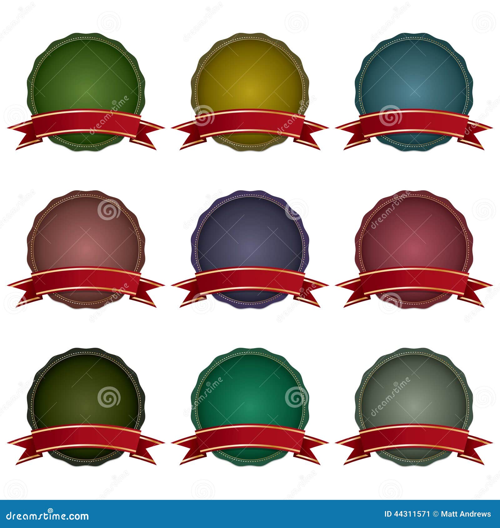 Badges with ribbons stock vector. Illustration of glosy - 44311571