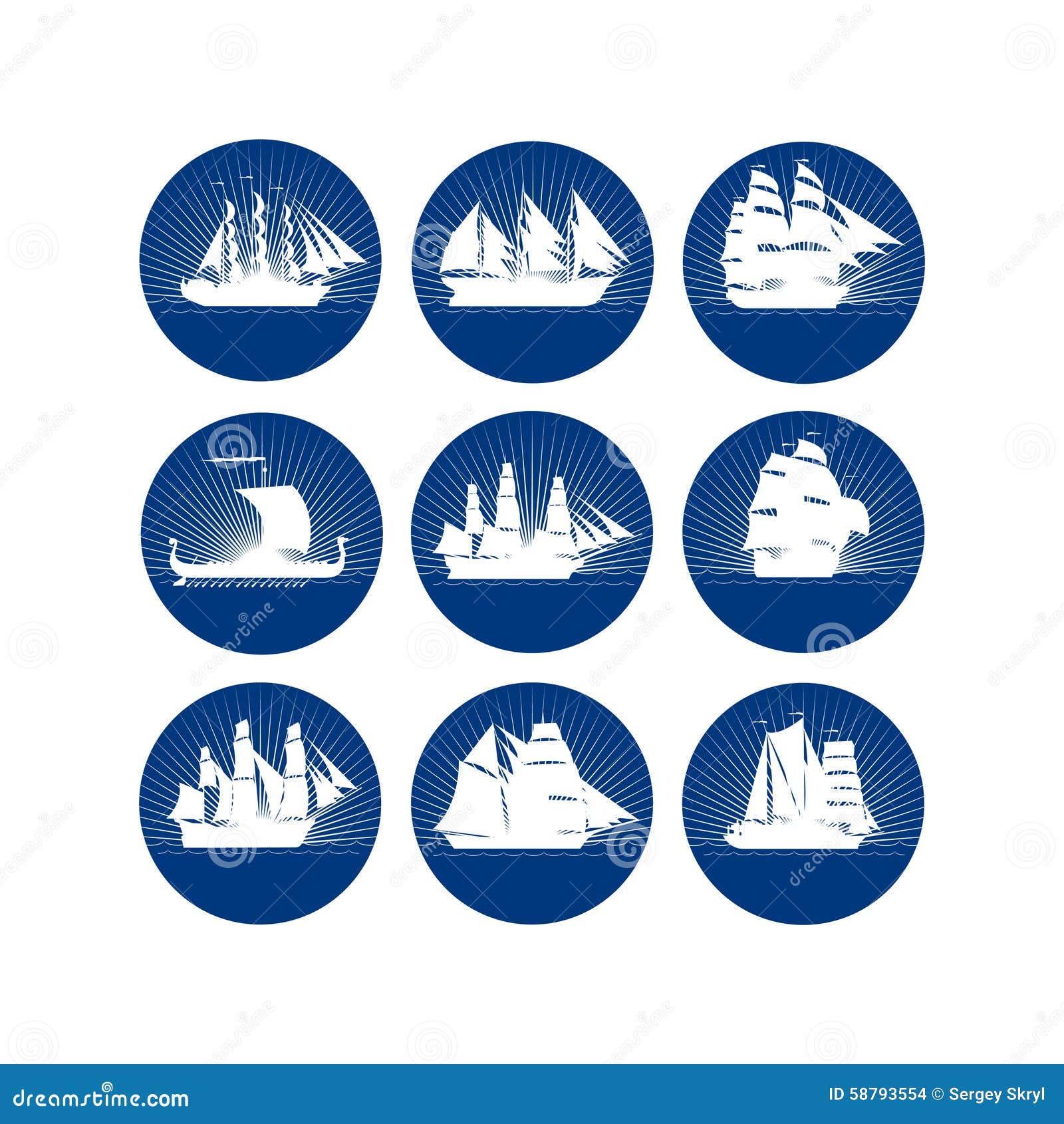 Badges with Sailing Ships-2 Stock Vector - Illustration of sailing ...