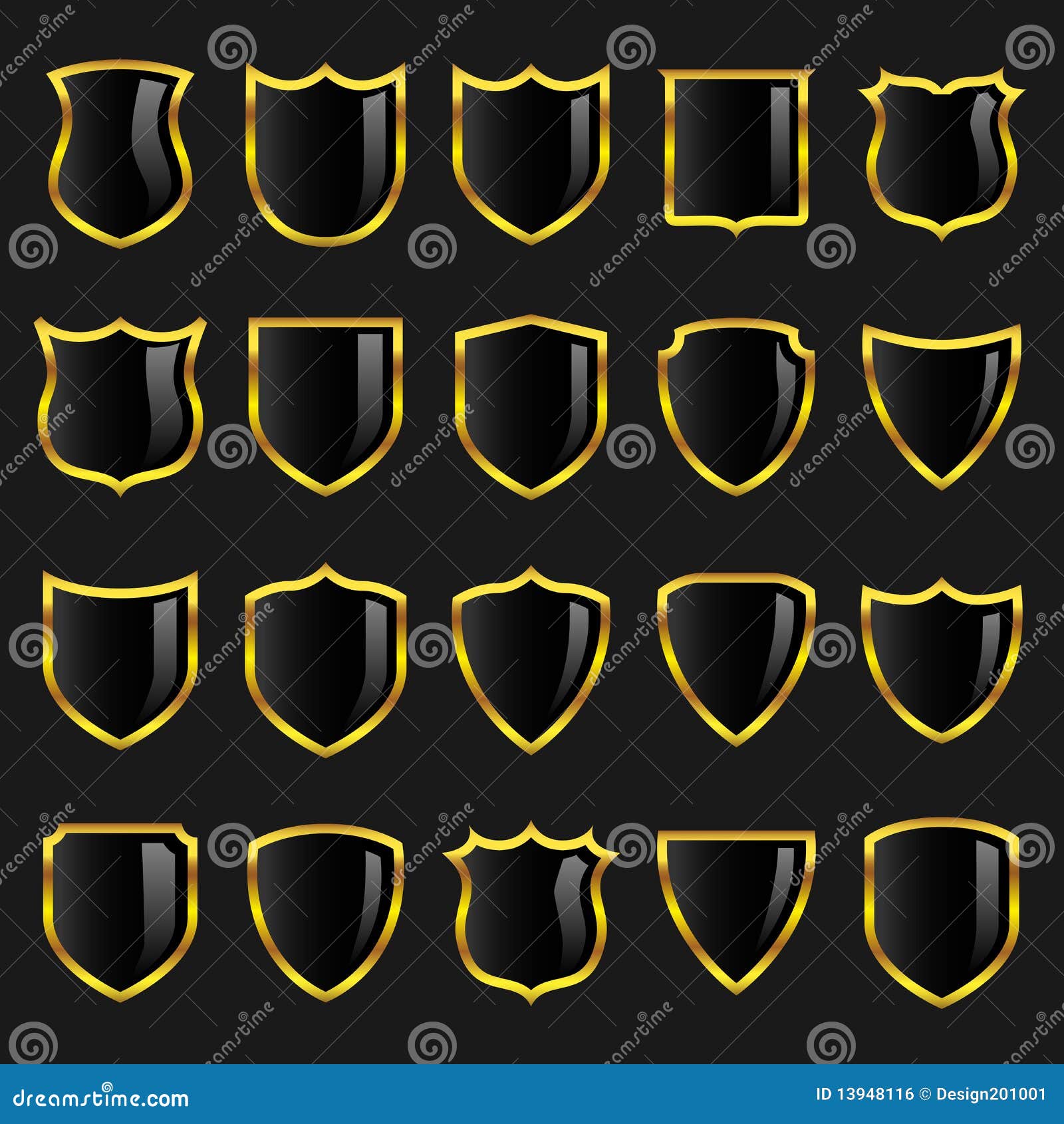 Badges - Set 3 - Black with Gold Borders Stock Vector - Illustration of ...