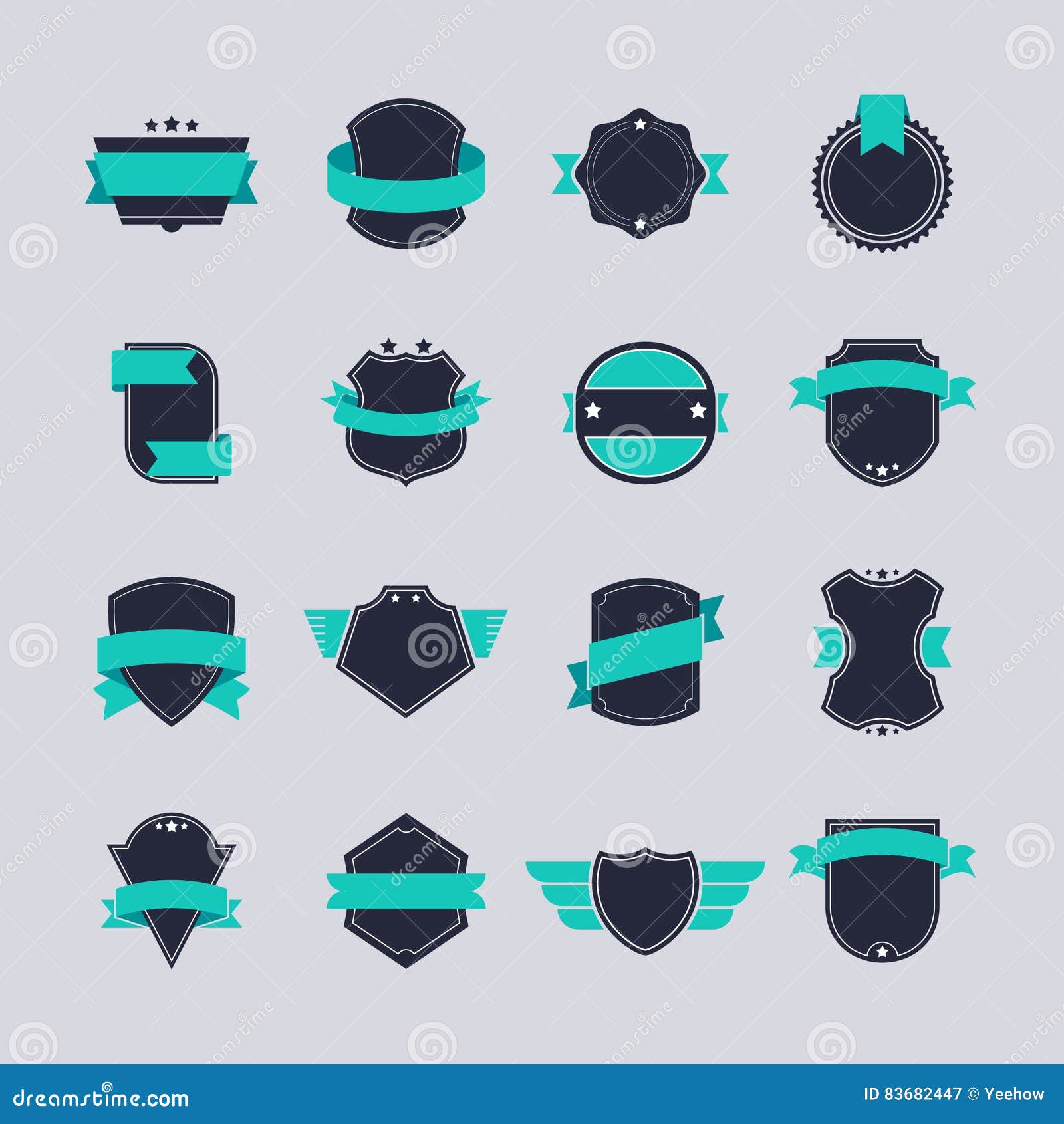 Badges Set stock illustration. Illustration of flat, space - 83682447
