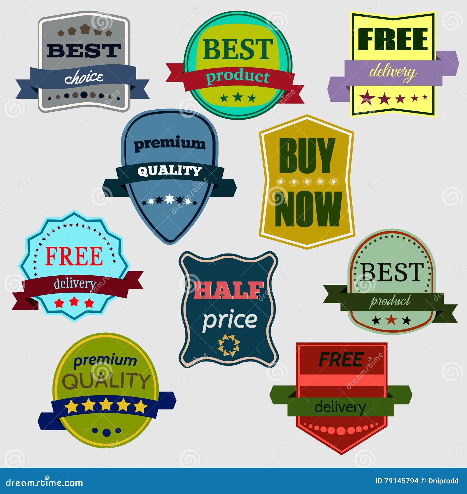 Badges-19 stock vector. Illustration of collection, colorful - 79145794