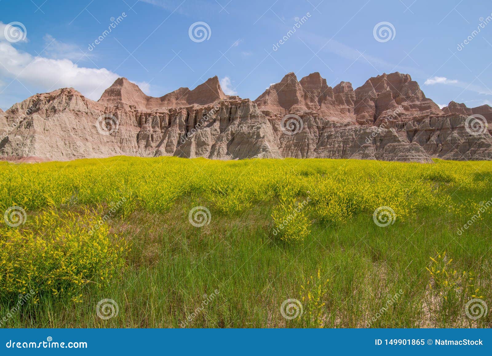Badlands National Park - Landscape of Grasslands and Eroded Rock ...