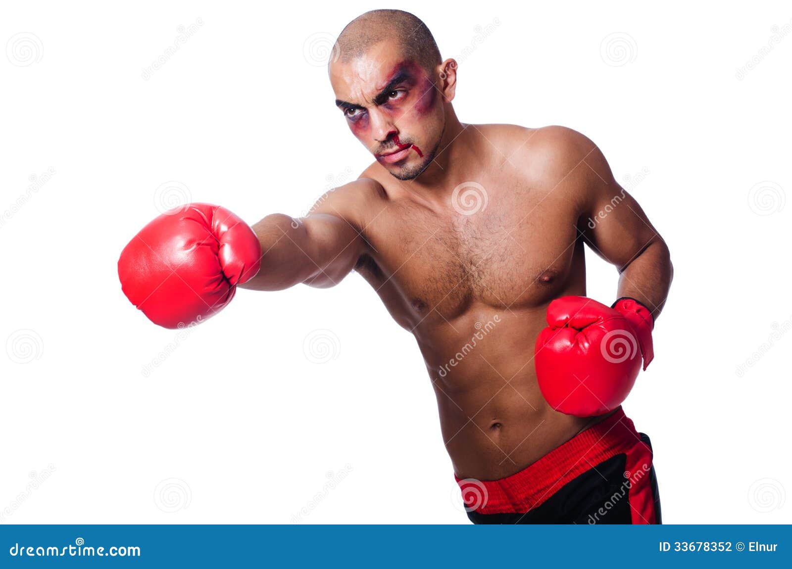 Badly beaten boxer stock photo. Image of muscles, fighter - 33678352