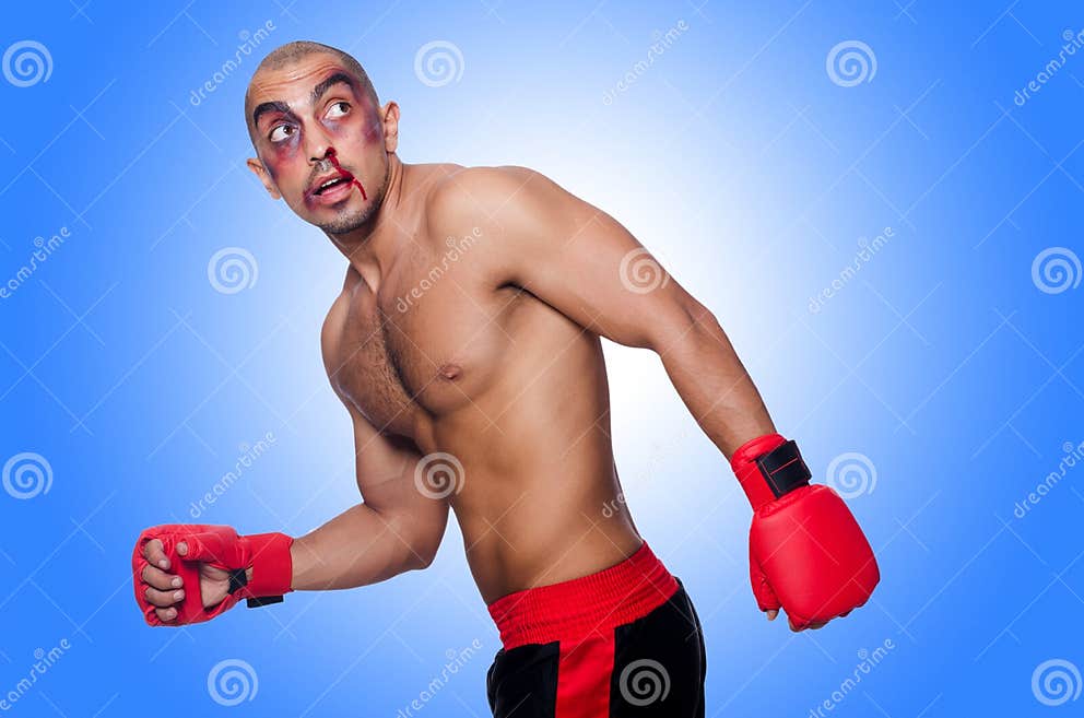 Badly Beaten Boxer Isolated Stock Image - Image of bodybuilder ...