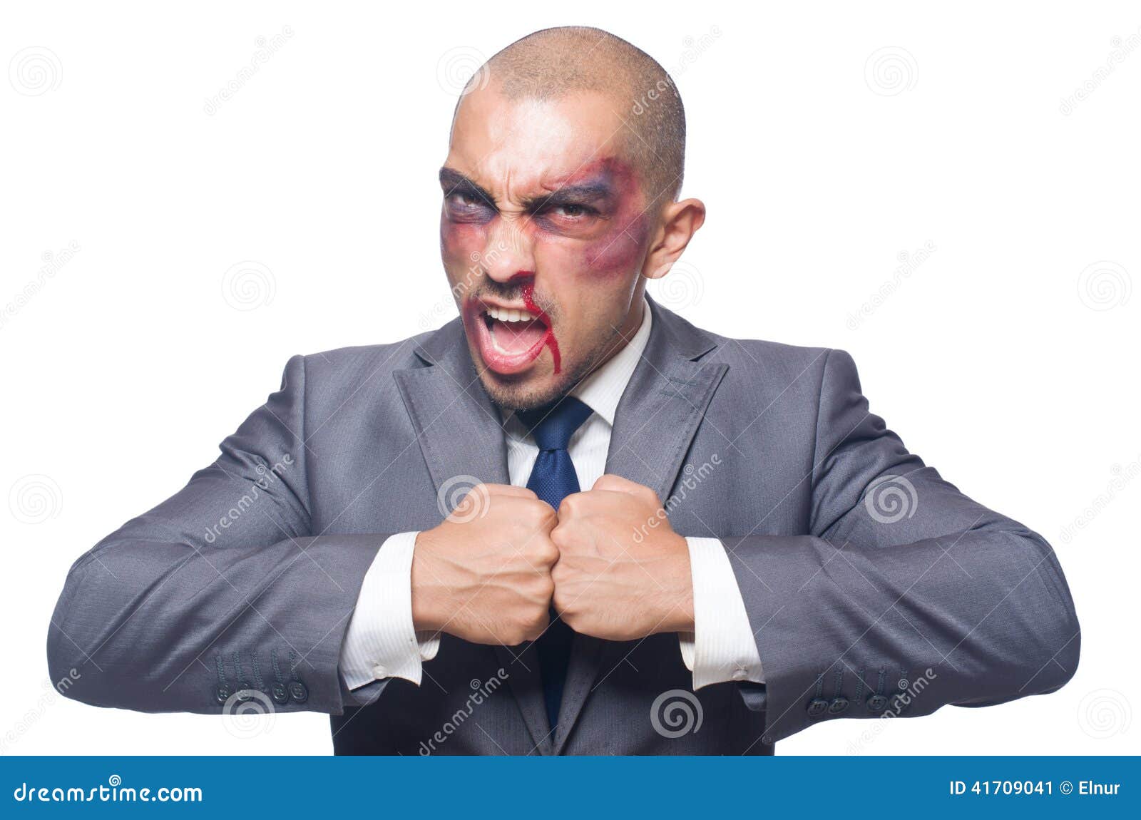 Badly Beaten Businessman Isolated Stock Image - Image of confident ...