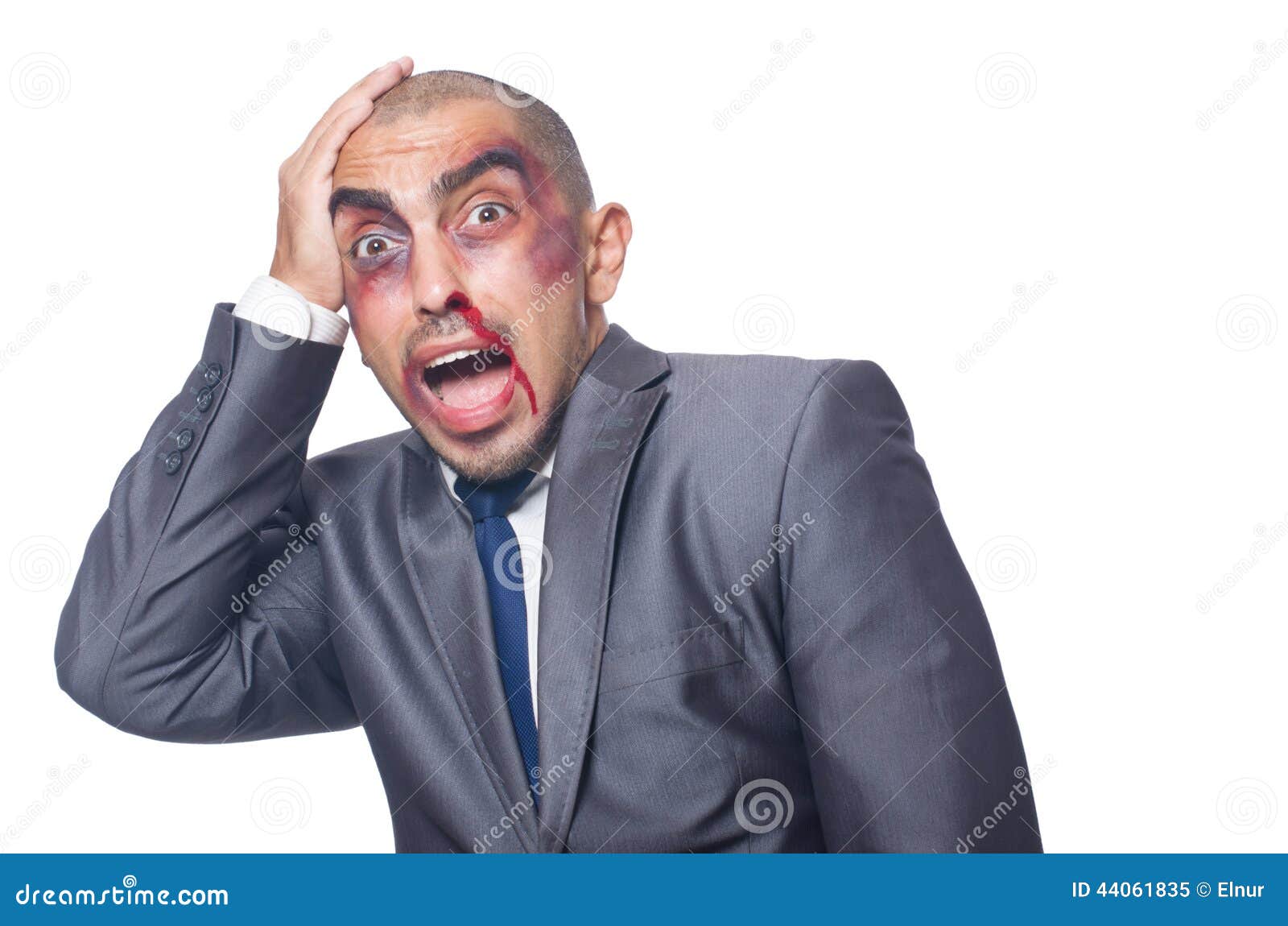 Badly Beaten Businessman Isolated Stock Image - Image of blood, comic ...