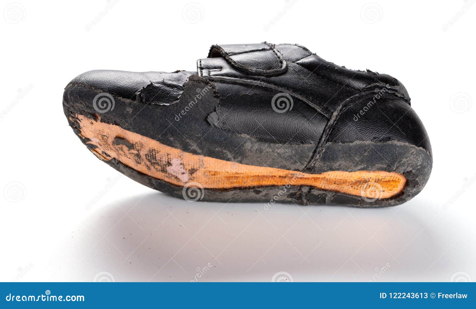 A Badly Broken Leather Shoe on White Stock Image - Image of dirt, shoes ...