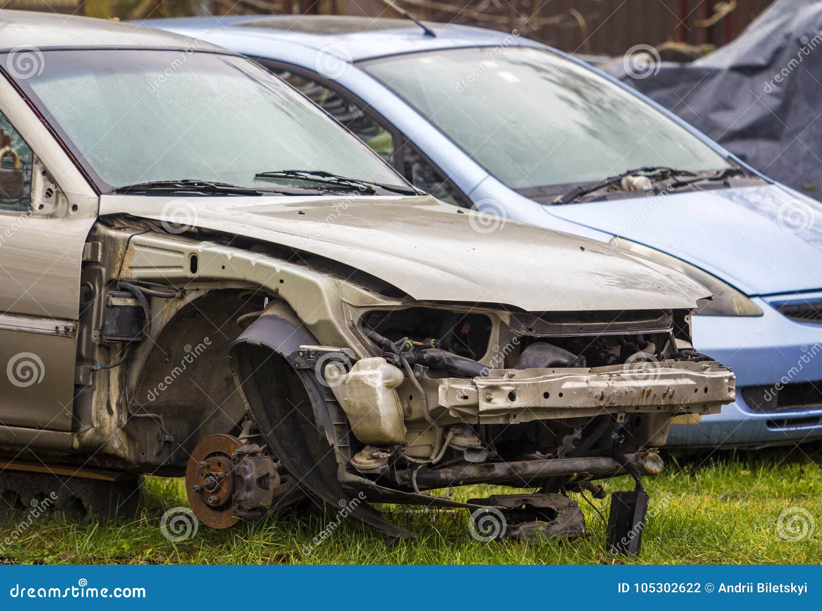 Badly Damaged Rusted Car after Road Accident Stock Photo - Image of ...