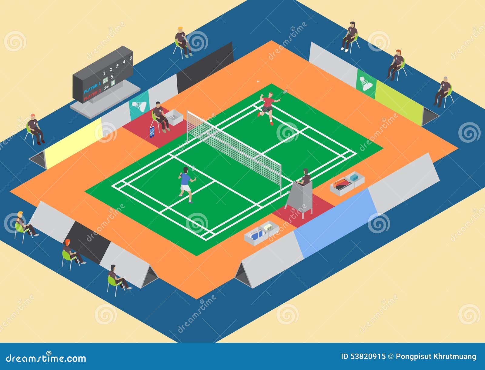 Badminton Competition Single Match Stock Vector - Illustration of ...
