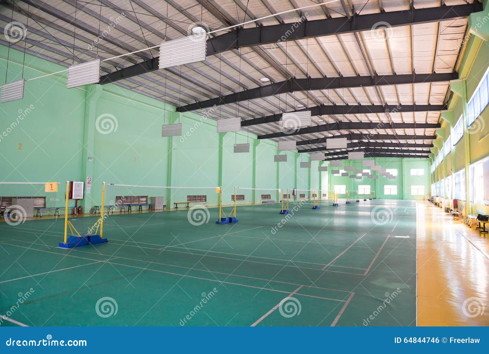 Badminton courts stock photo. Image of indoor, ball, shuttlecock - 64844746