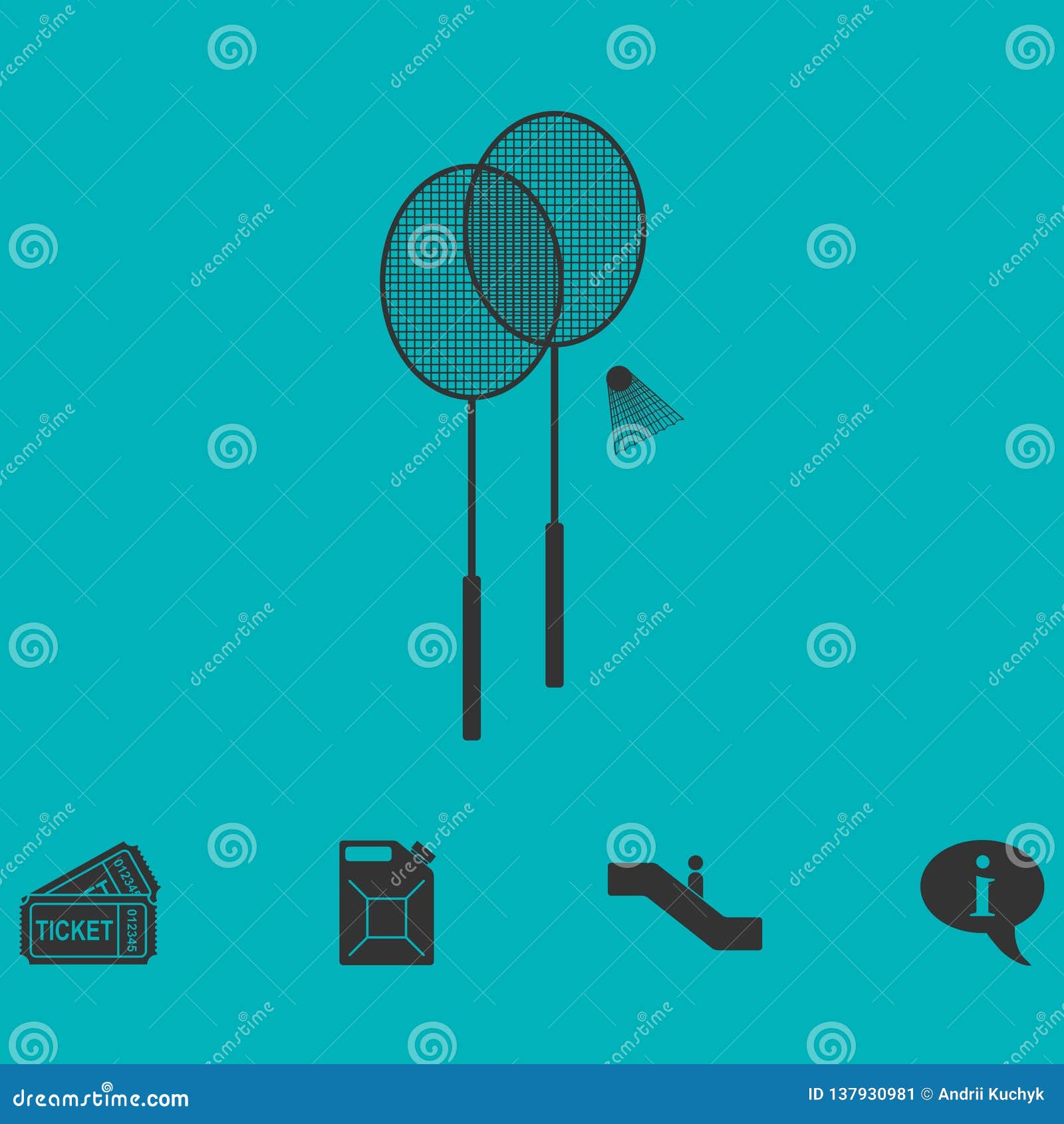 Badminton icon flat stock vector. Illustration of concept - 137930981