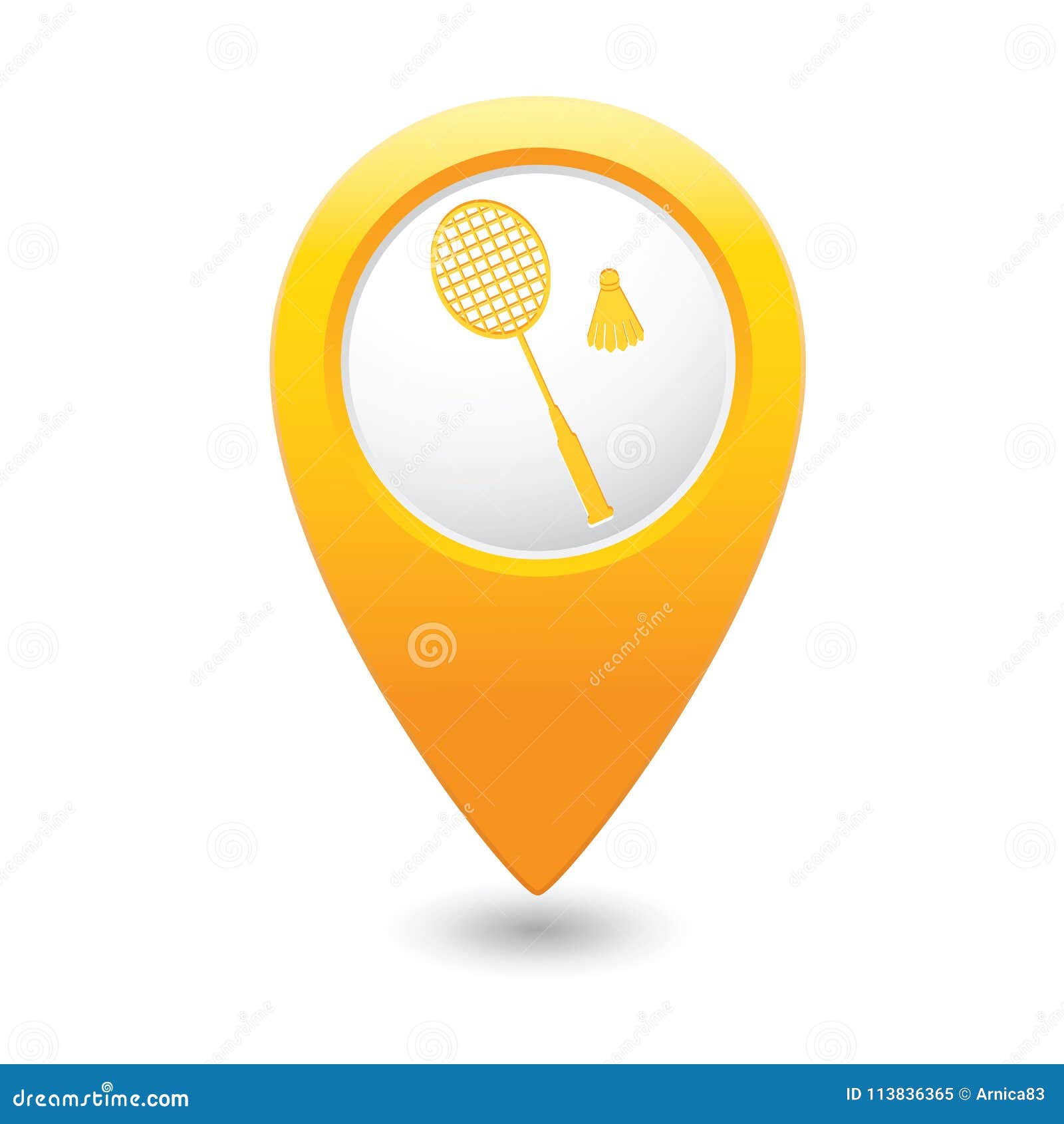 Badminton Icon on the Map Pointer Stock Vector - Illustration of ...