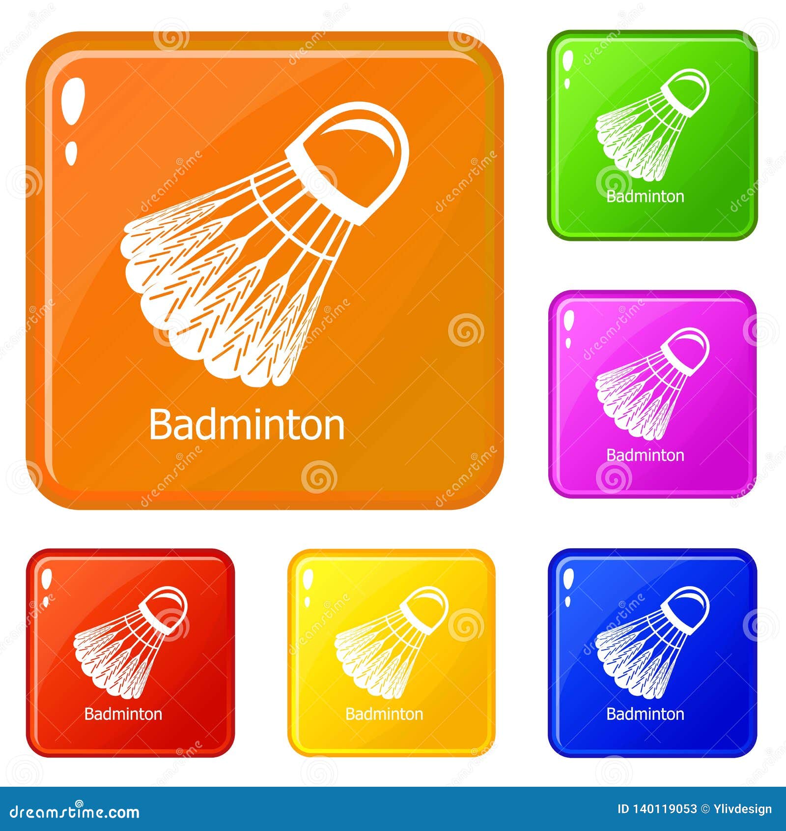 Badminton Icons, Symbols, Emblems And Design Elements. Vector ...