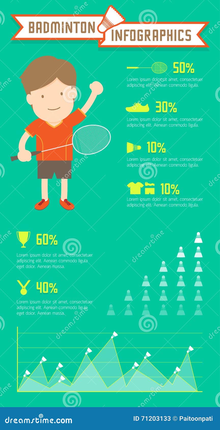 Badminton Infographics Man Player Stock Vector - Illustration of ...