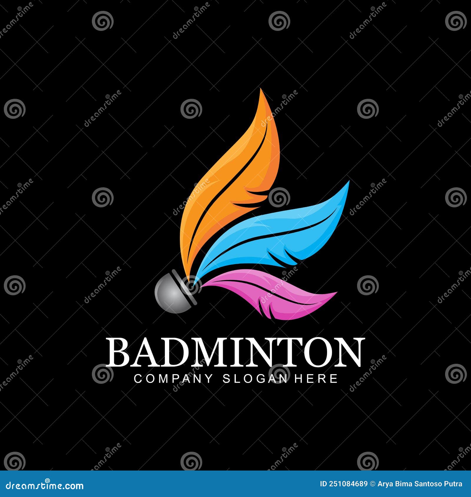 Badminton Logo Icon Vector, Sports Player, Using Racket, Premium Retro ...