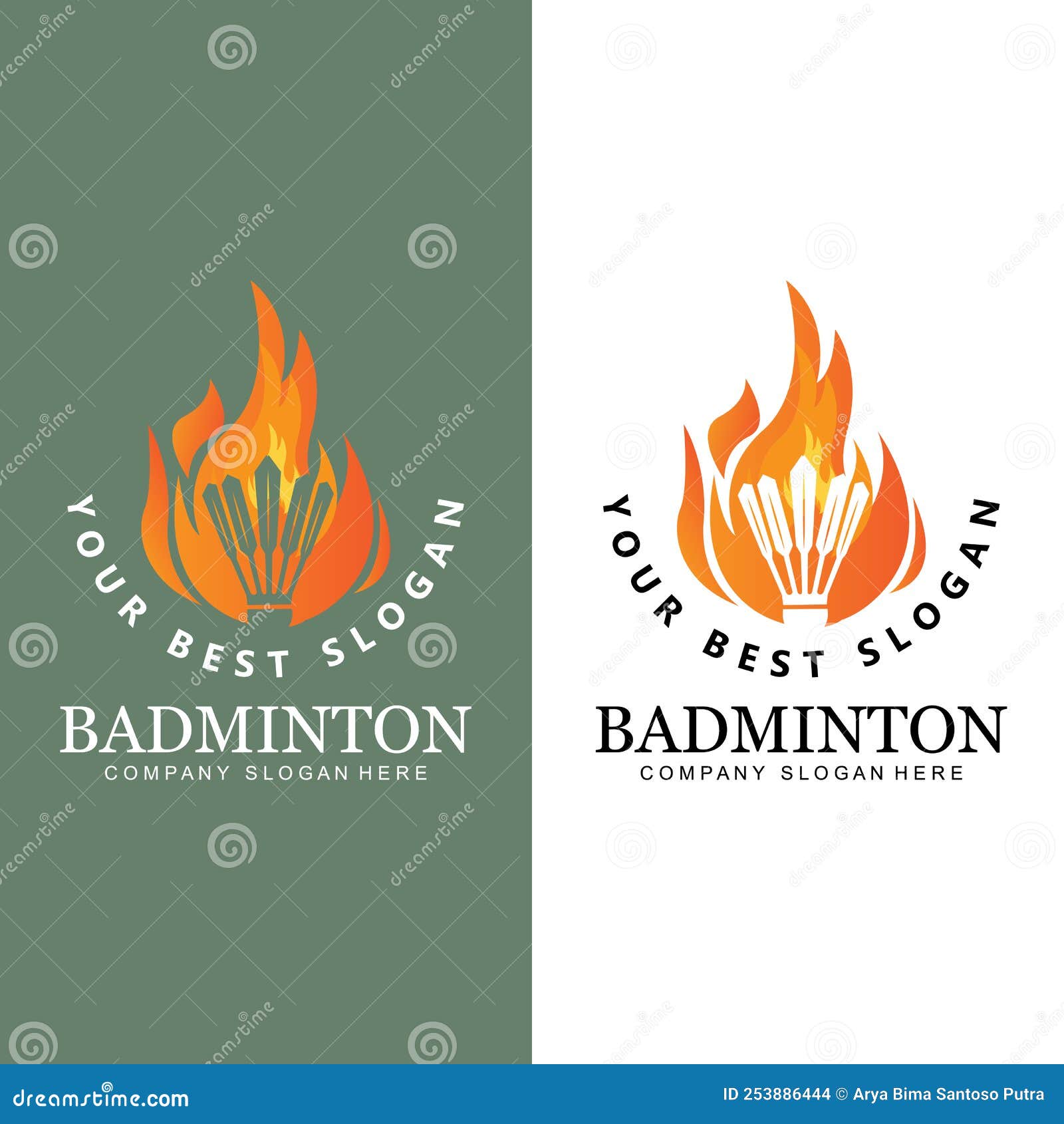 Badminton Logo Icon Vector, Sports Player, Using Racket, Premium Retro ...