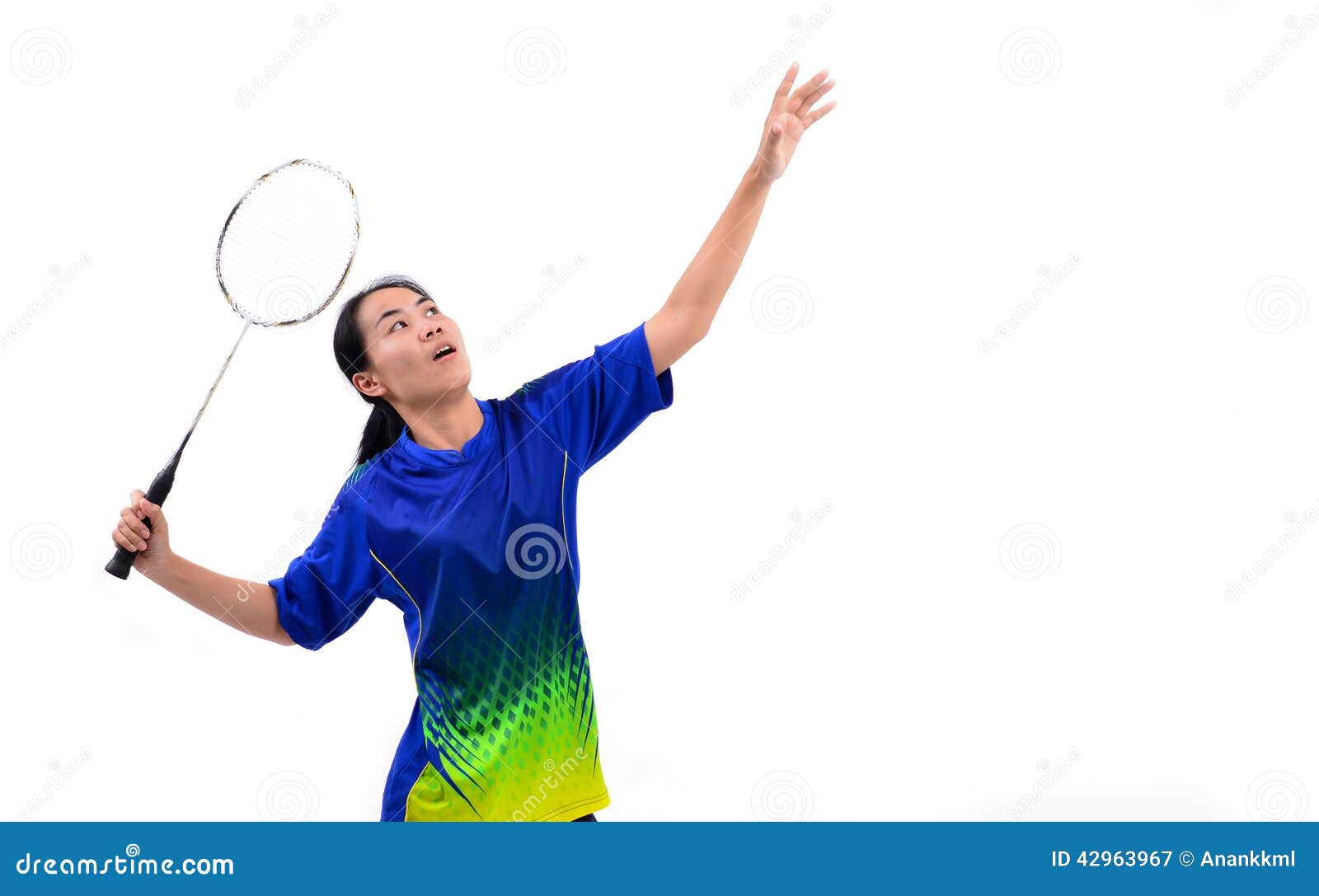 Badminton Player With Racket In Action. Young Guy Playing Badminton ...