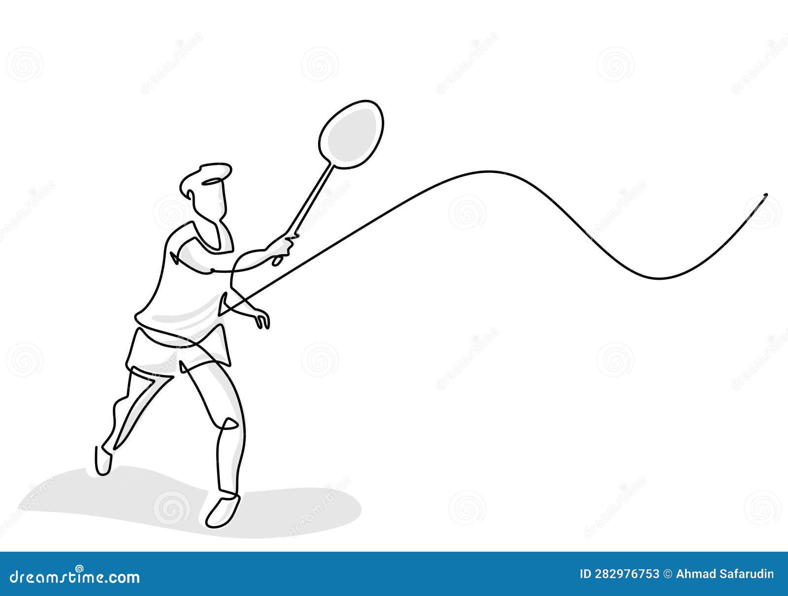Badminton Player Continuous Line Drawing, Sport Game Hand Drawn ...