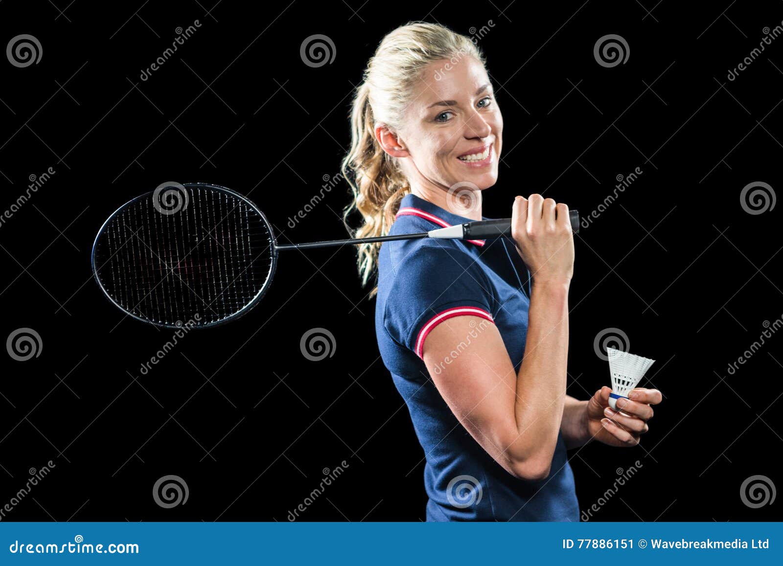 Badminton Player Holding Racket and Shuttlecock Stock Image - Image of ...