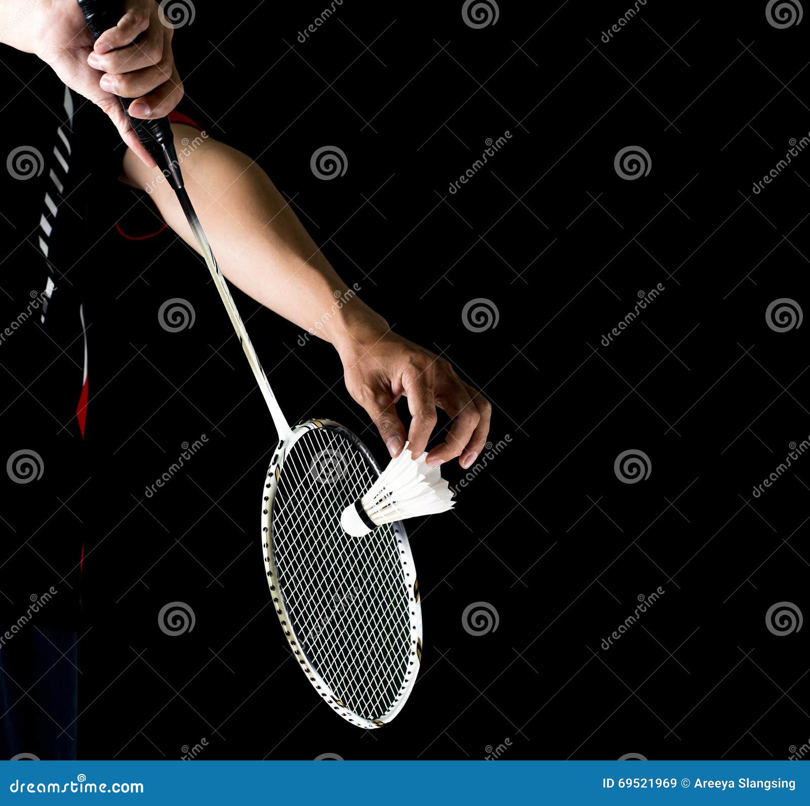 Badminton Player Holding Racket and Shuttlecock Stock Image - Image of ...