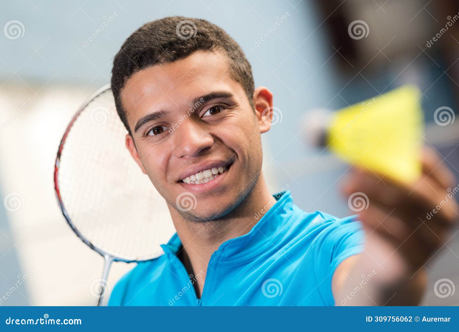 Badminton Player Showing Shuttlecock Stock Photo - Image of health ...