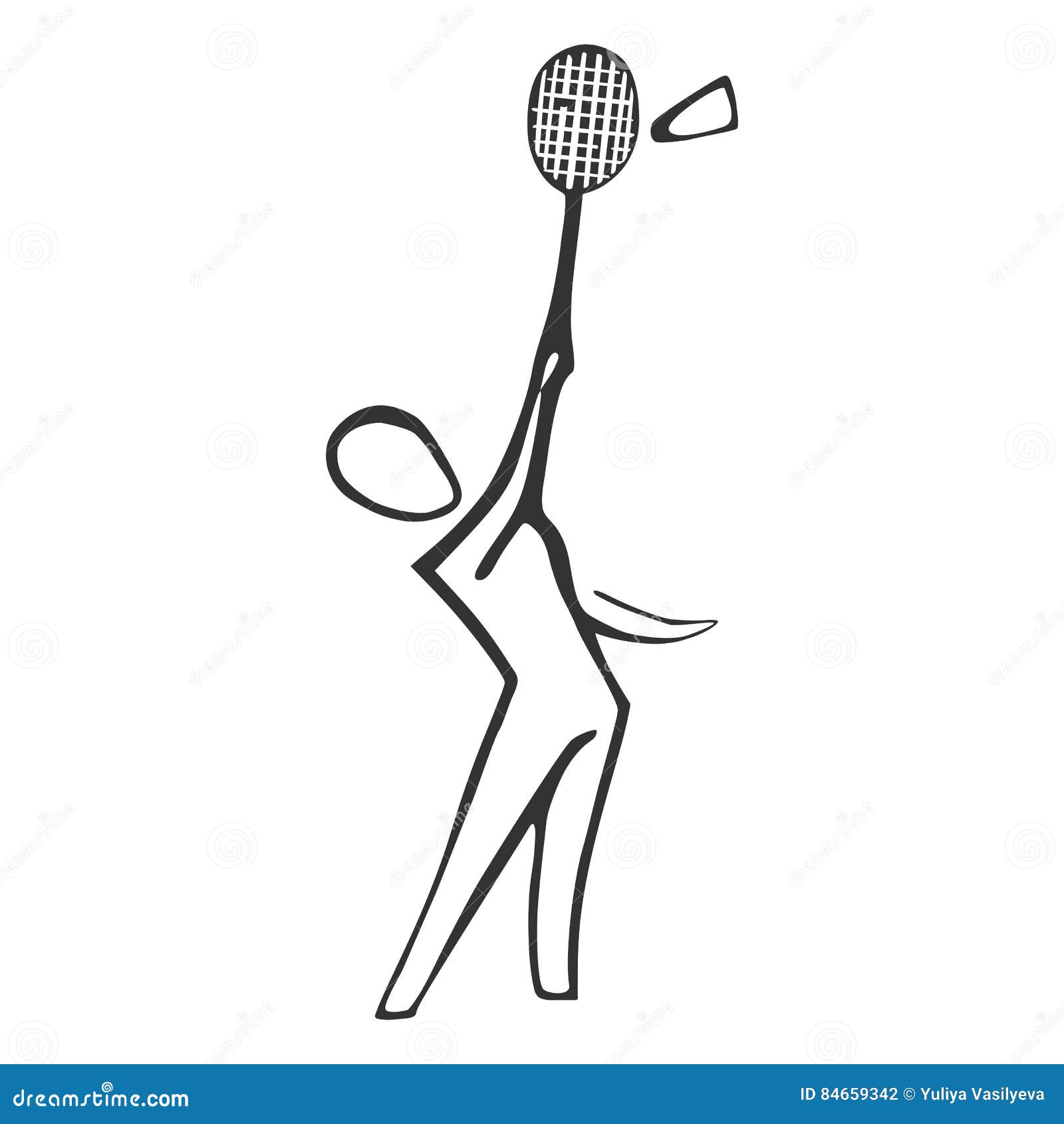 Badminton Player, Sketch Style Stock Vector - Illustration of line ...