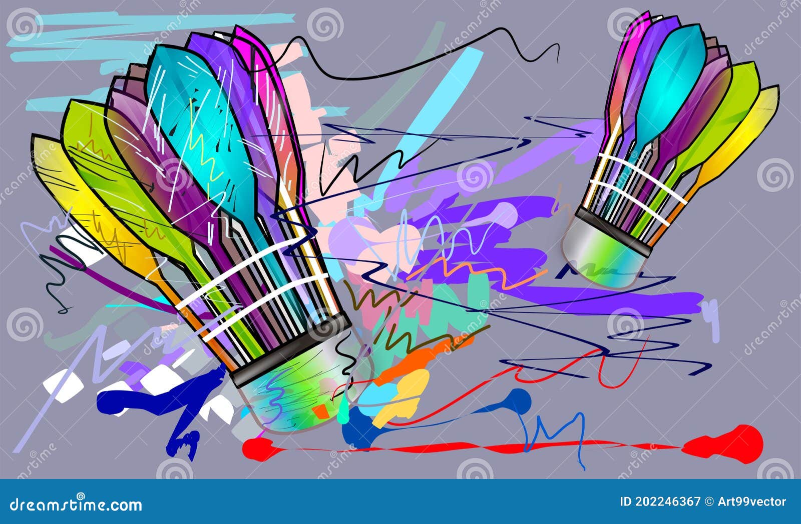 Badminton Racket and Abstracts Stock Illustration - Illustration of ...