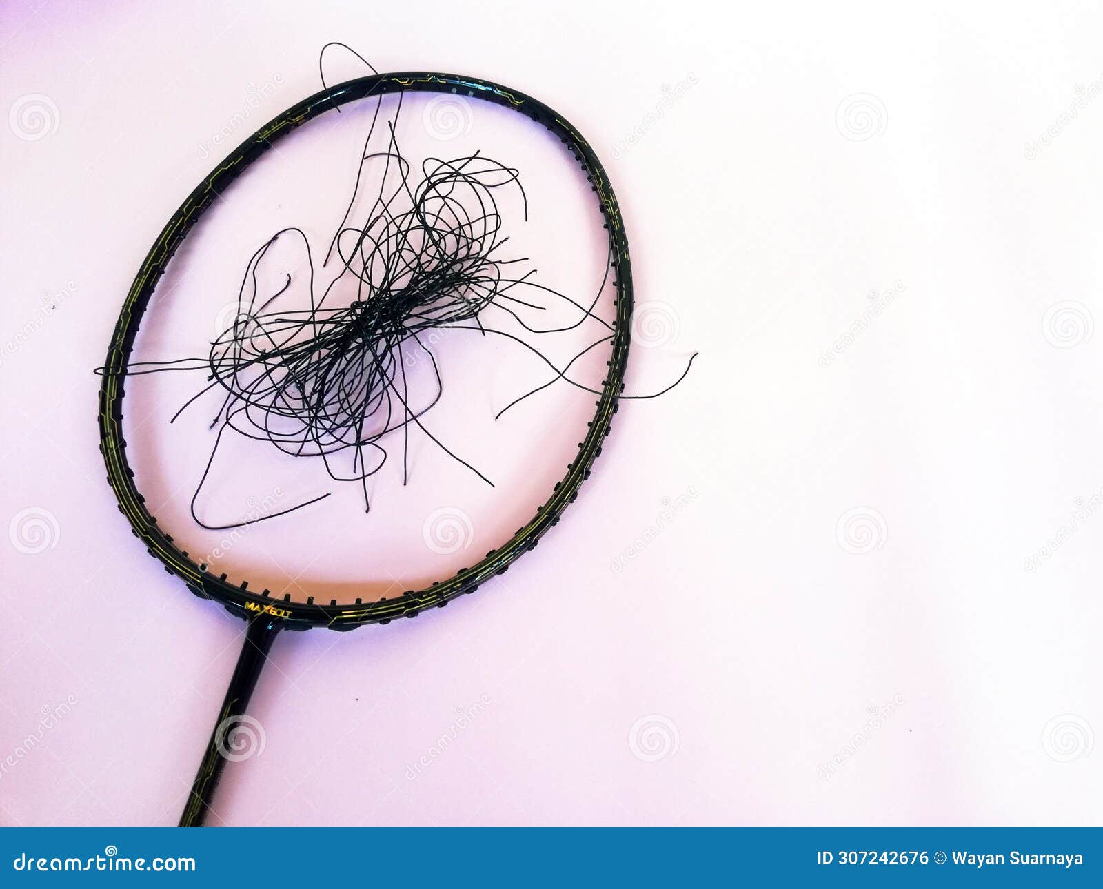 Badminton Racket with a Broken Strings,on Color Background Editorial ...