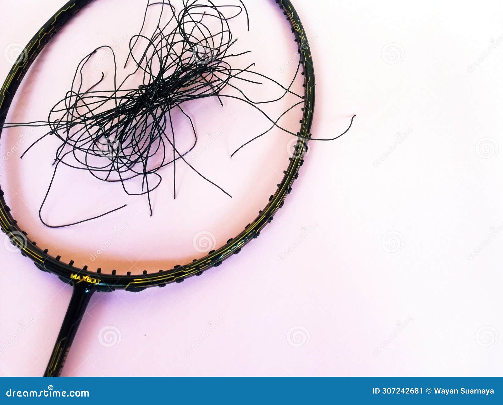 Badminton Racket with a Broken Strings,on Color Background Editorial ...