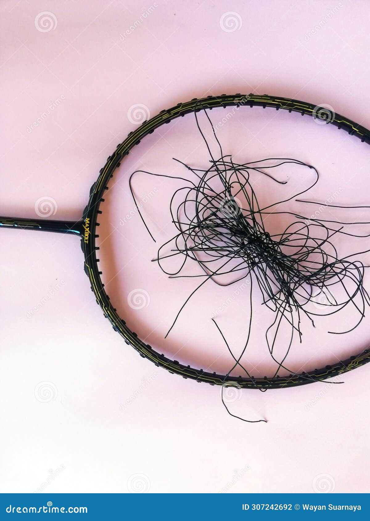 Badminton Racket with a Broken Strings,on Color Background Editorial ...