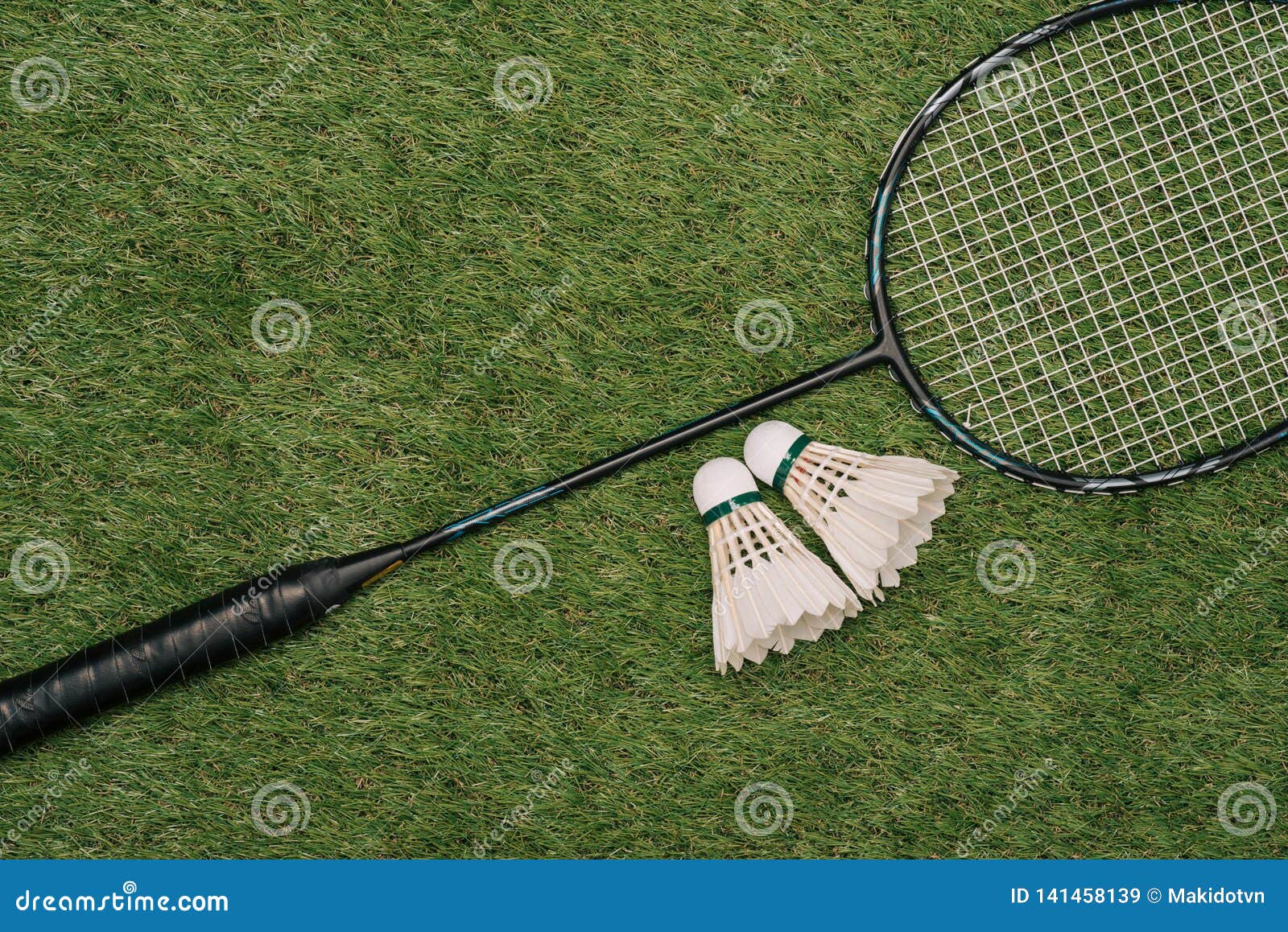 Badminton Racket on the Green , Top View Stock Image - Image of weekend ...