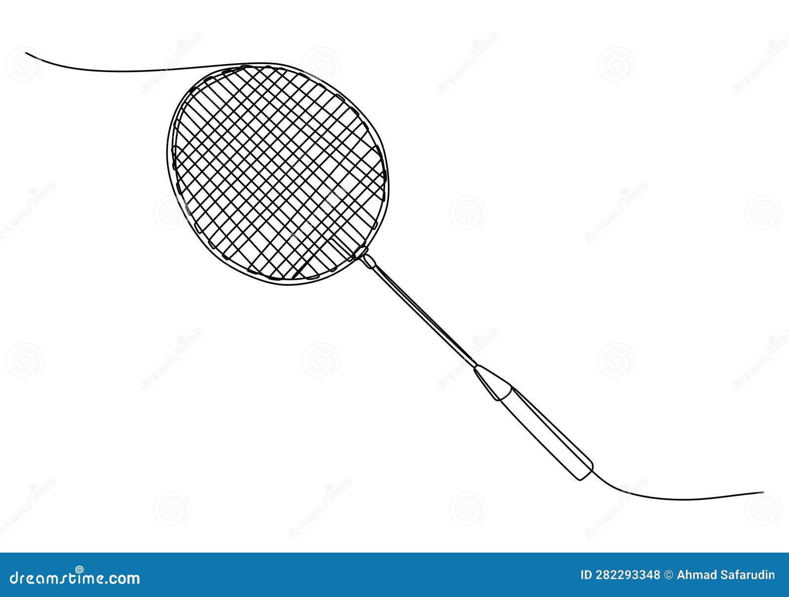 Badminton Racket One Line Drawing: Continuous Hand Drawn Sport Theme ...