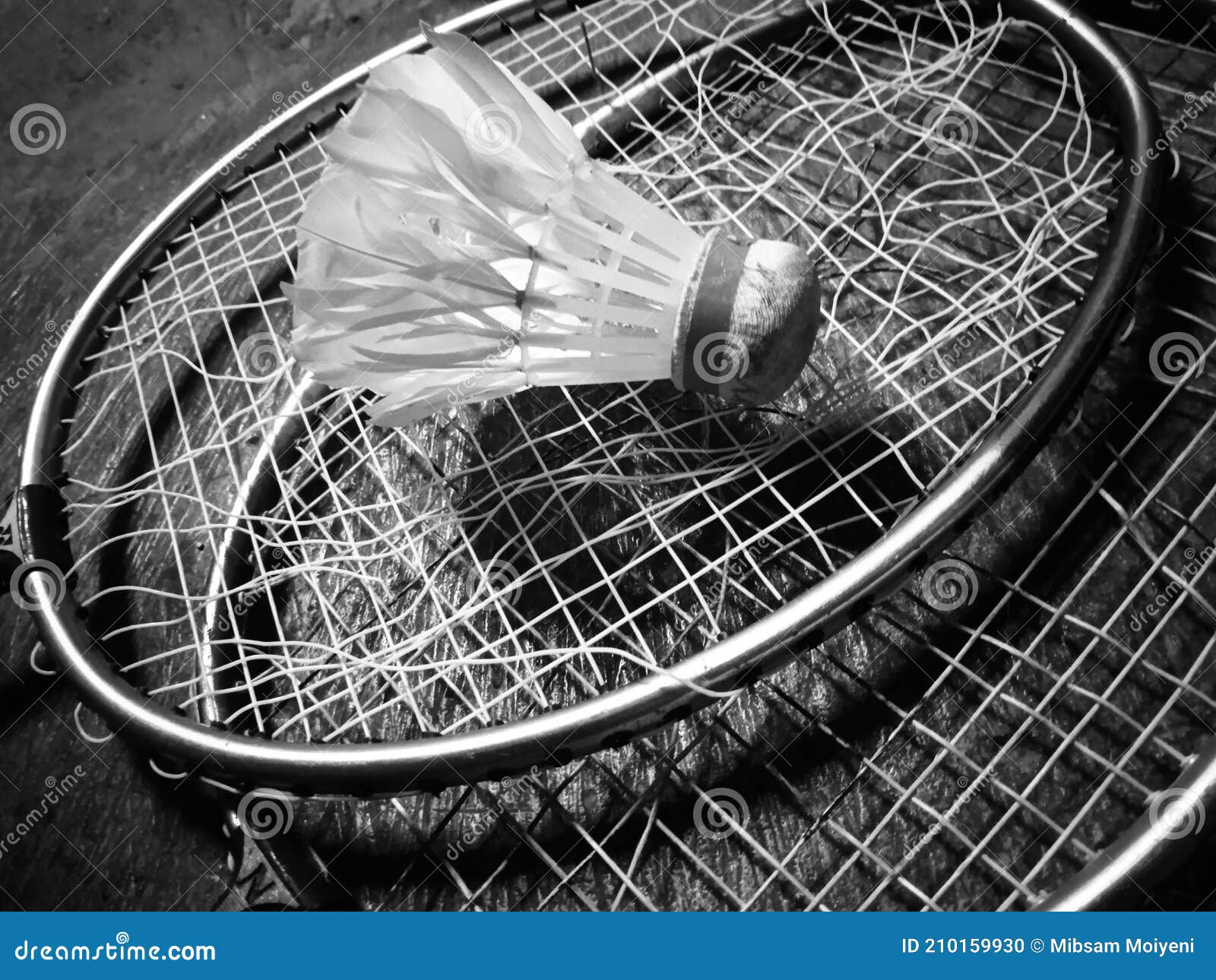 Badminton Racket Photo Black and White Stock Photo - Image of white ...