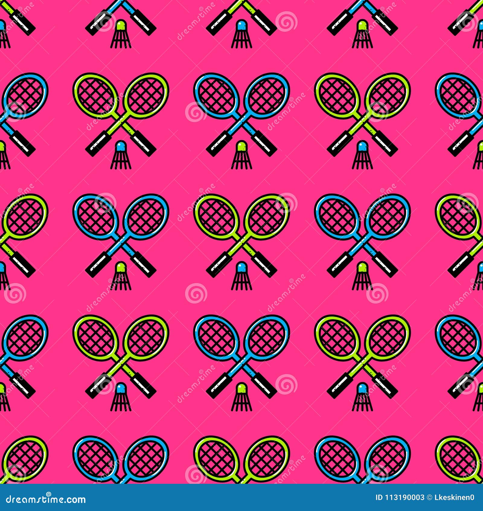 Badminton Racket Seamless Pattern Stock Vector - Illustration of drawn ...