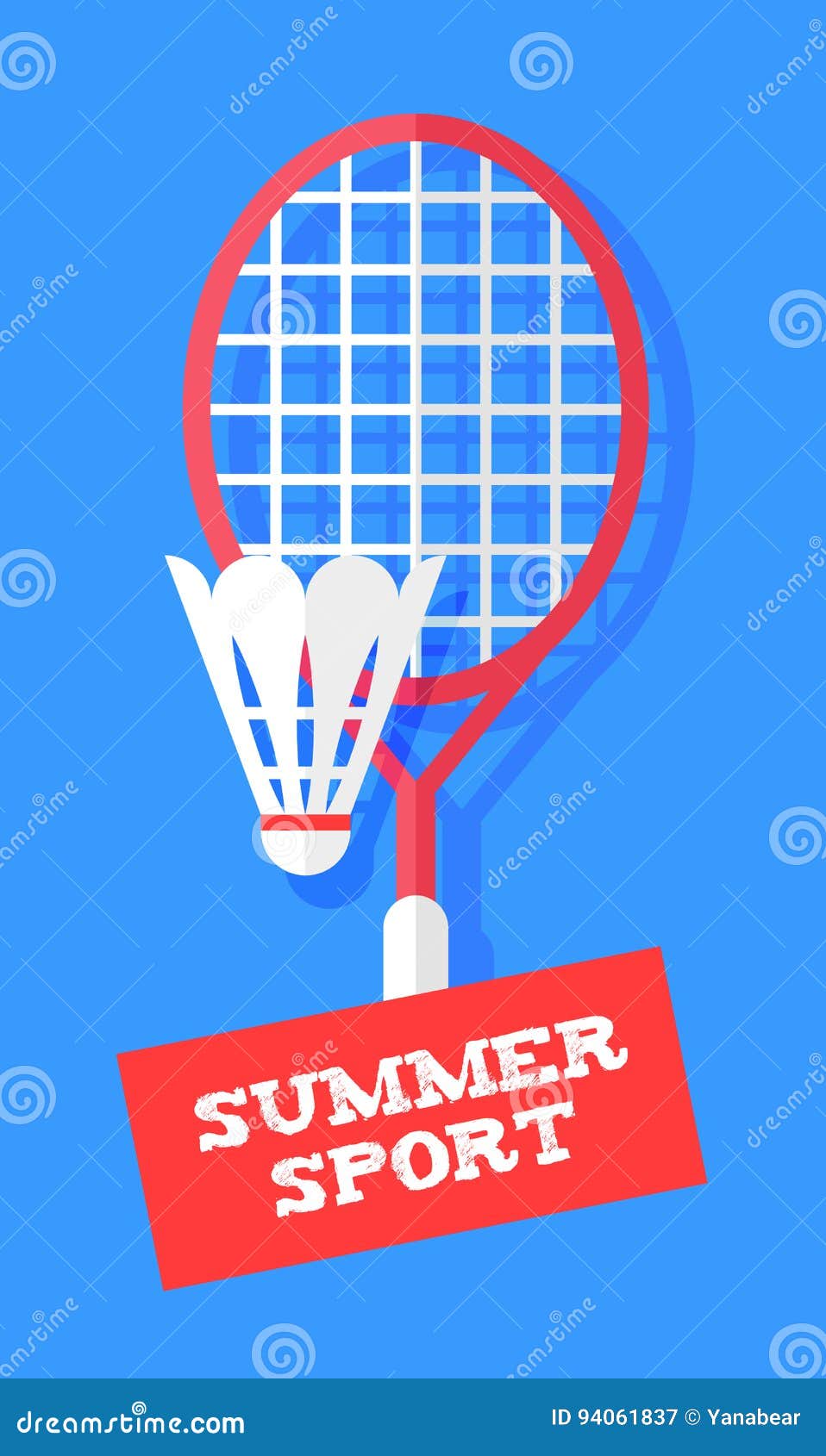 Badminton Racket and Shuttlecock on Blue Background. Sport Banner in ...