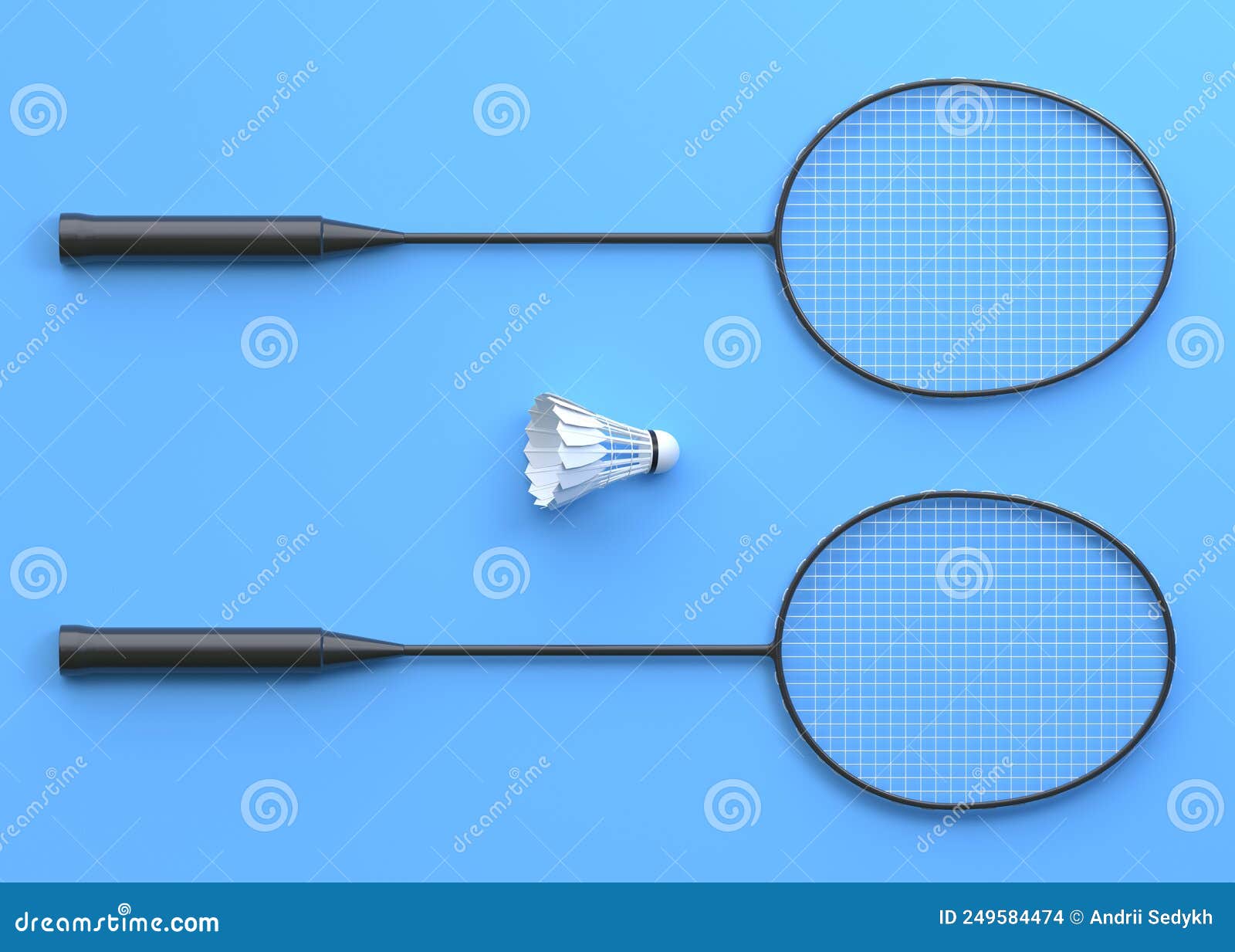 Badminton Racket and Shuttlecock on Blue Background Stock Illustration ...