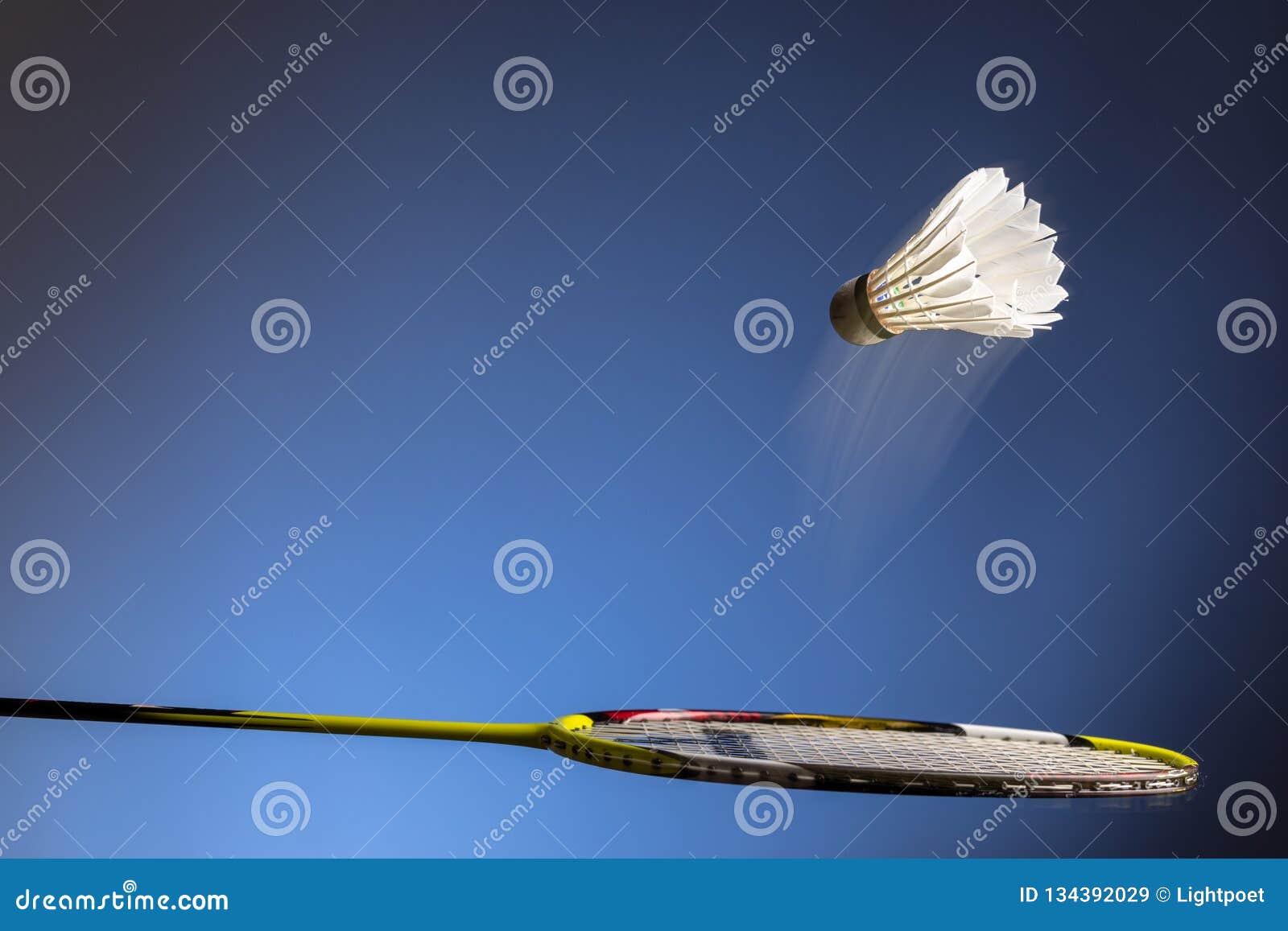 Badminton Racket and Shuttlecock in Motion Stock Image - Image of ...