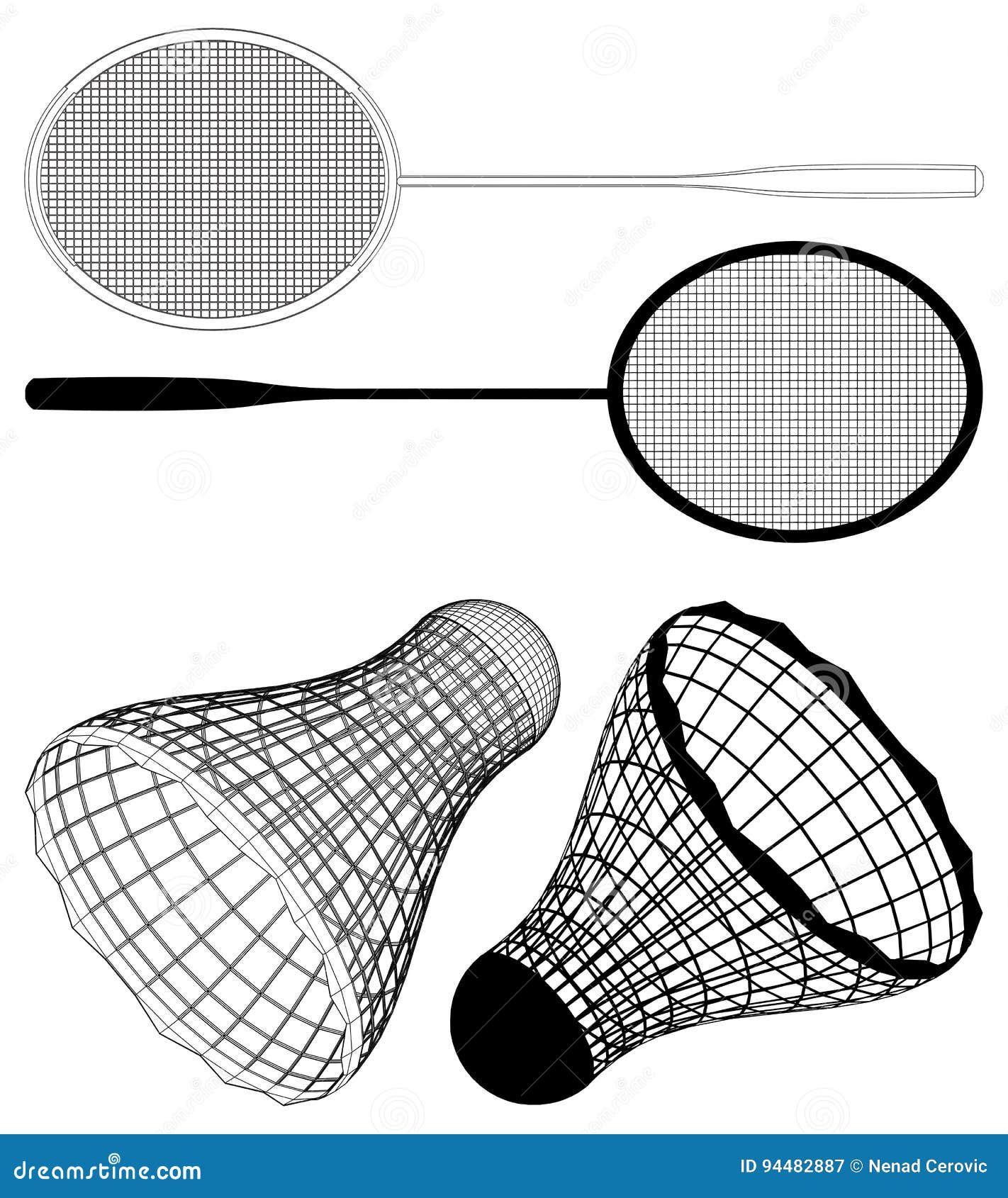 Badminton Racket and Shuttlecock Vector Stock Vector - Illustration of ...