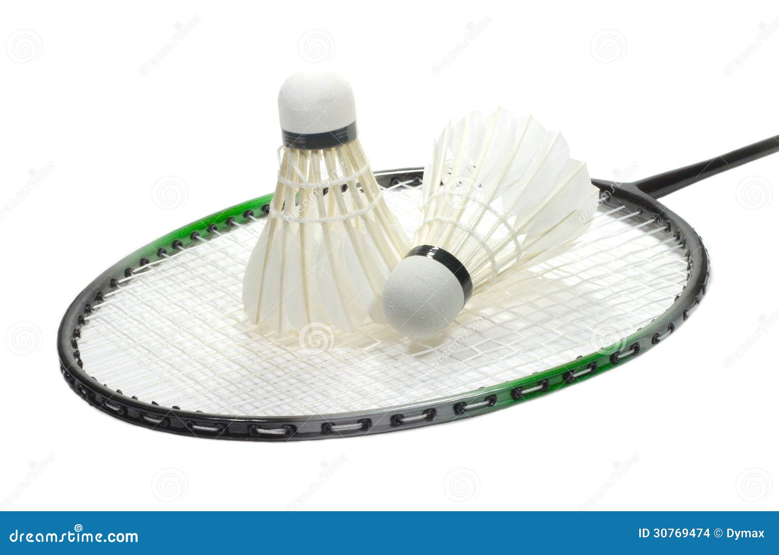 Badminton Racket and Shuttlecocks Isolated Stock Photo - Image of white ...