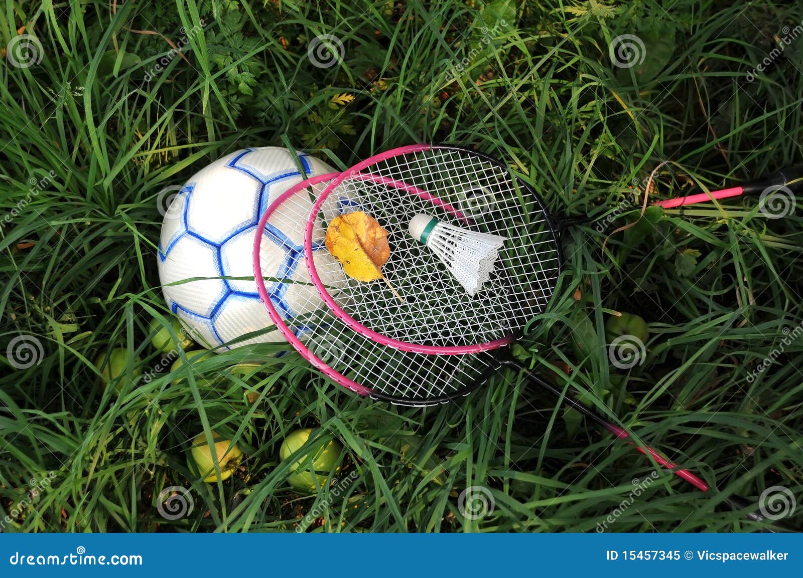 Badminton Rackets And Bird On The Ball Stock Image - Image of ...