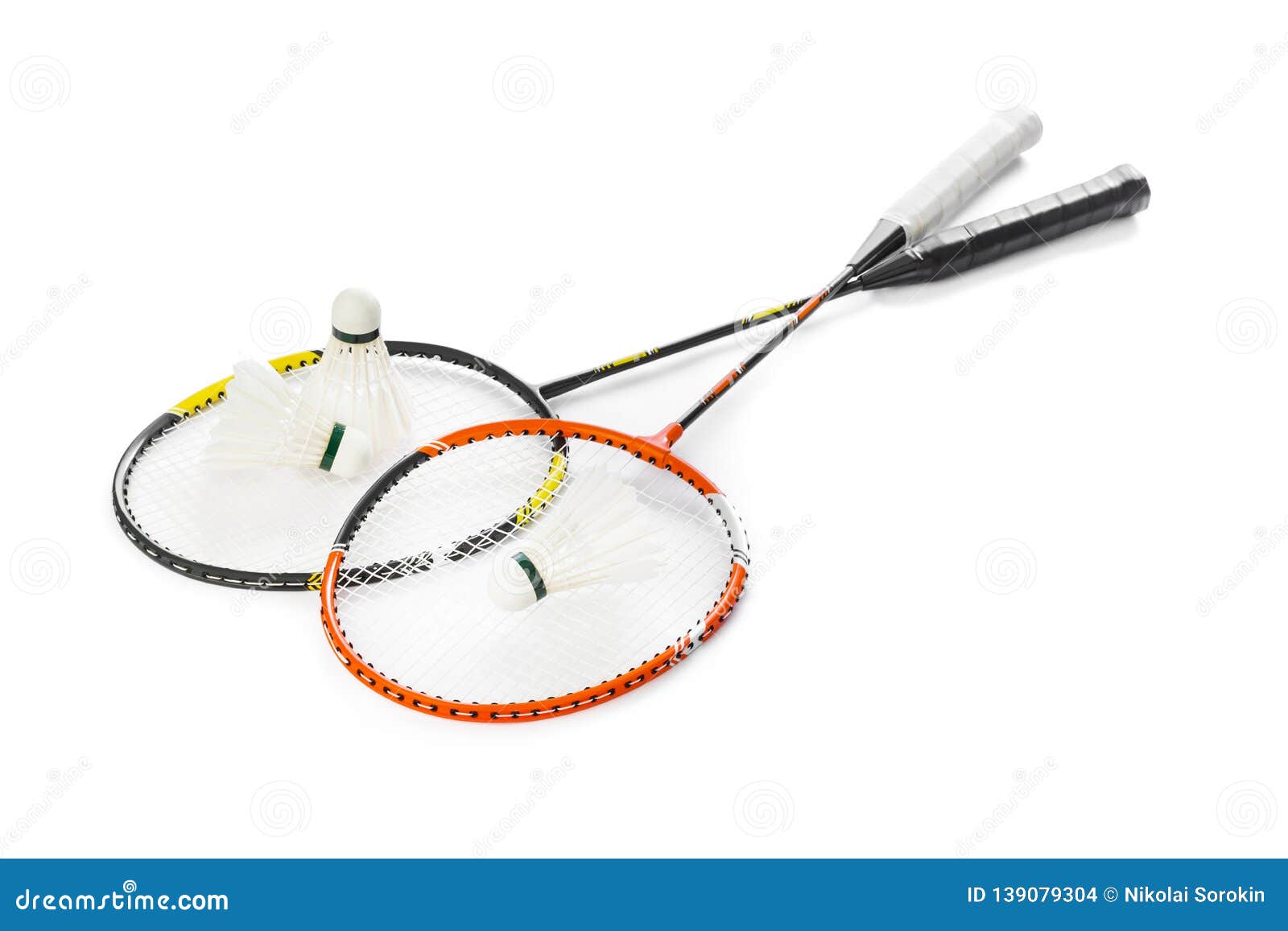Badminton Rackets And Shuttlecocks On Grass Royalty-Free Stock Image ...