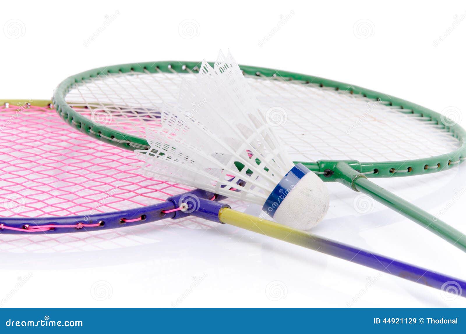 Badminton Rackets and Shuttlecock Stock Image - Image of ball, pink ...