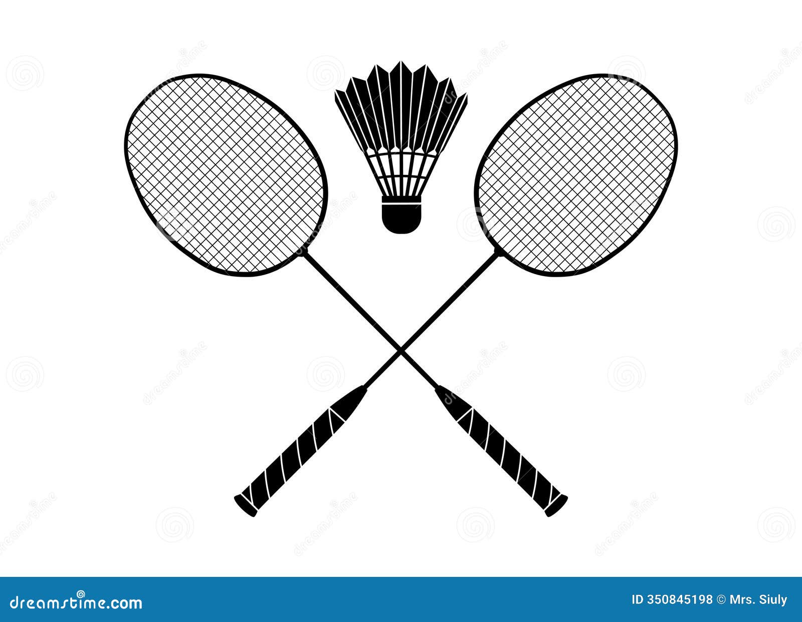 Badminton Rackets with Shuttlecock Silhouette Stock Illustration ...