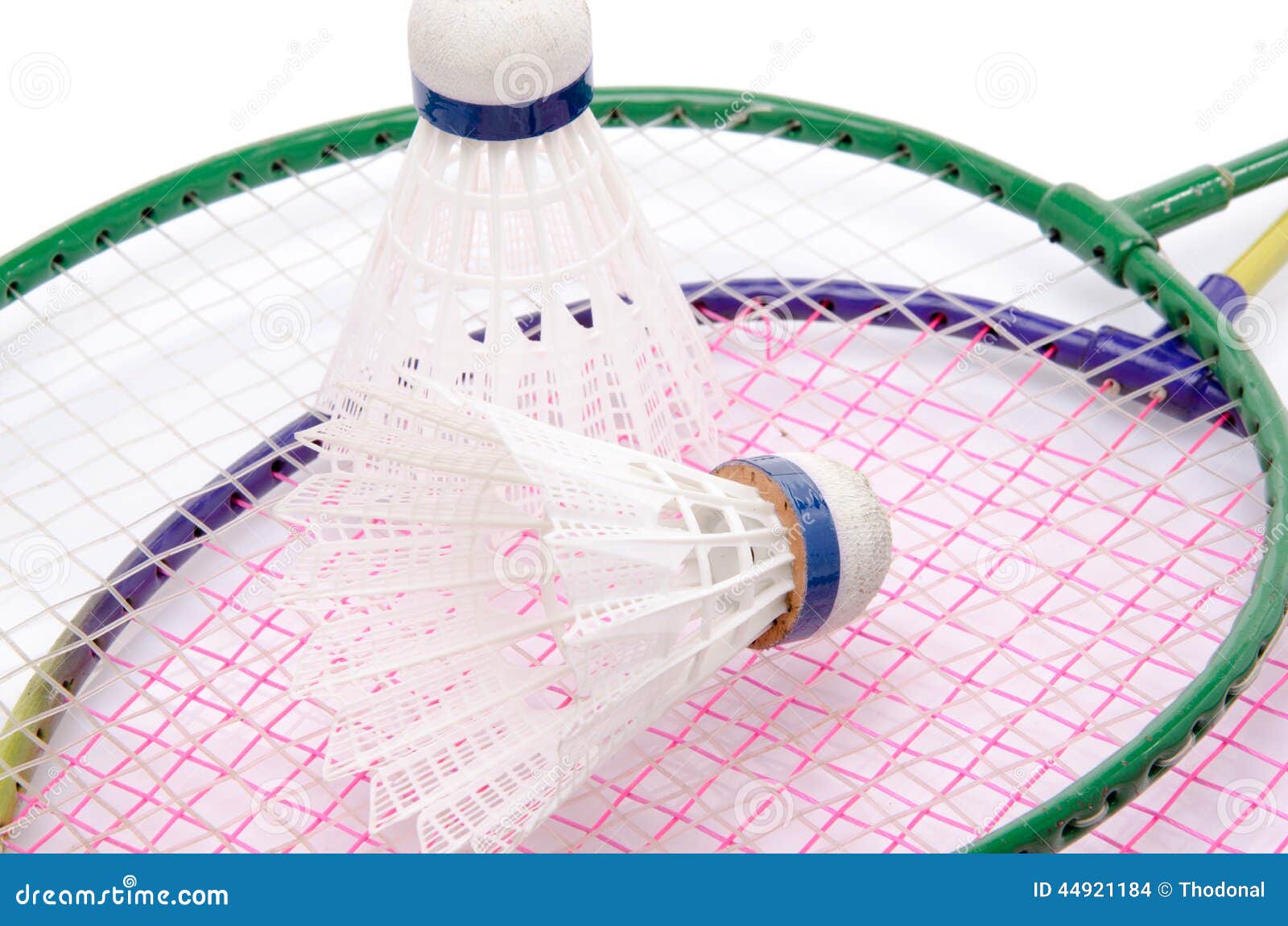 Badminton Rackets and Shuttlecocks Closeup Stock Photo - Image of white ...