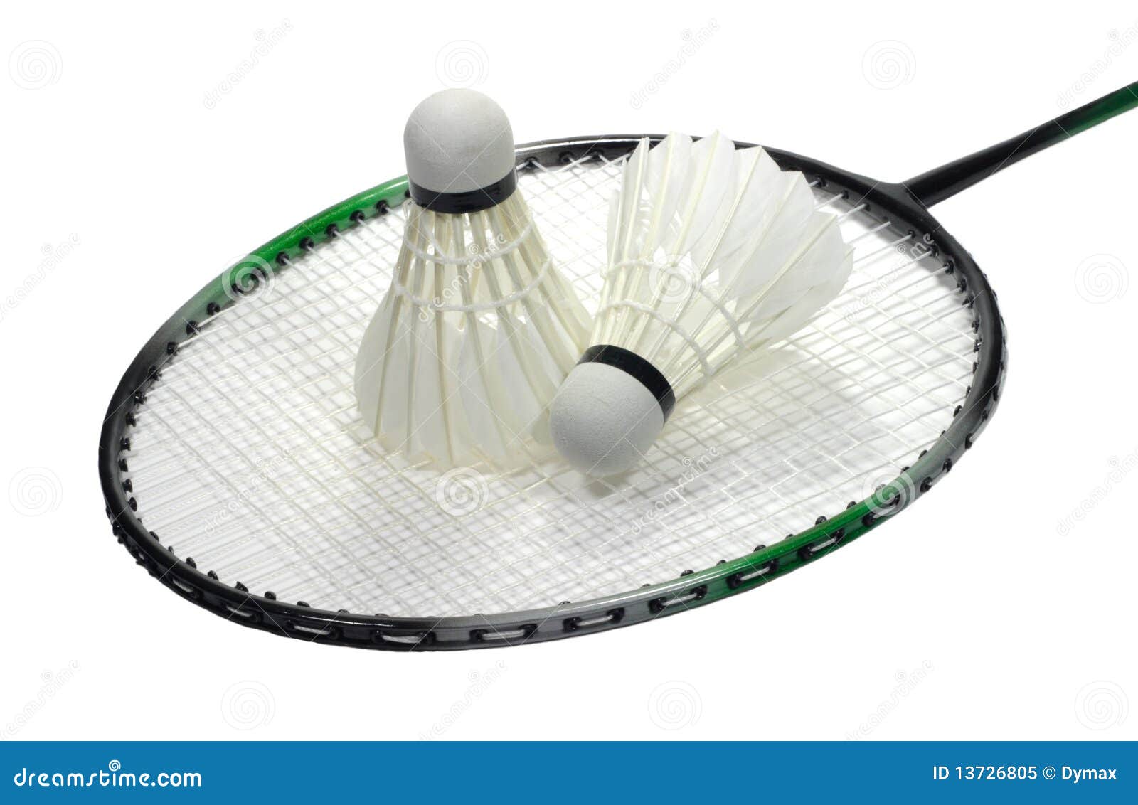 Badminton Racquet with Shuttlecock Over White Stock Image - Image of ...