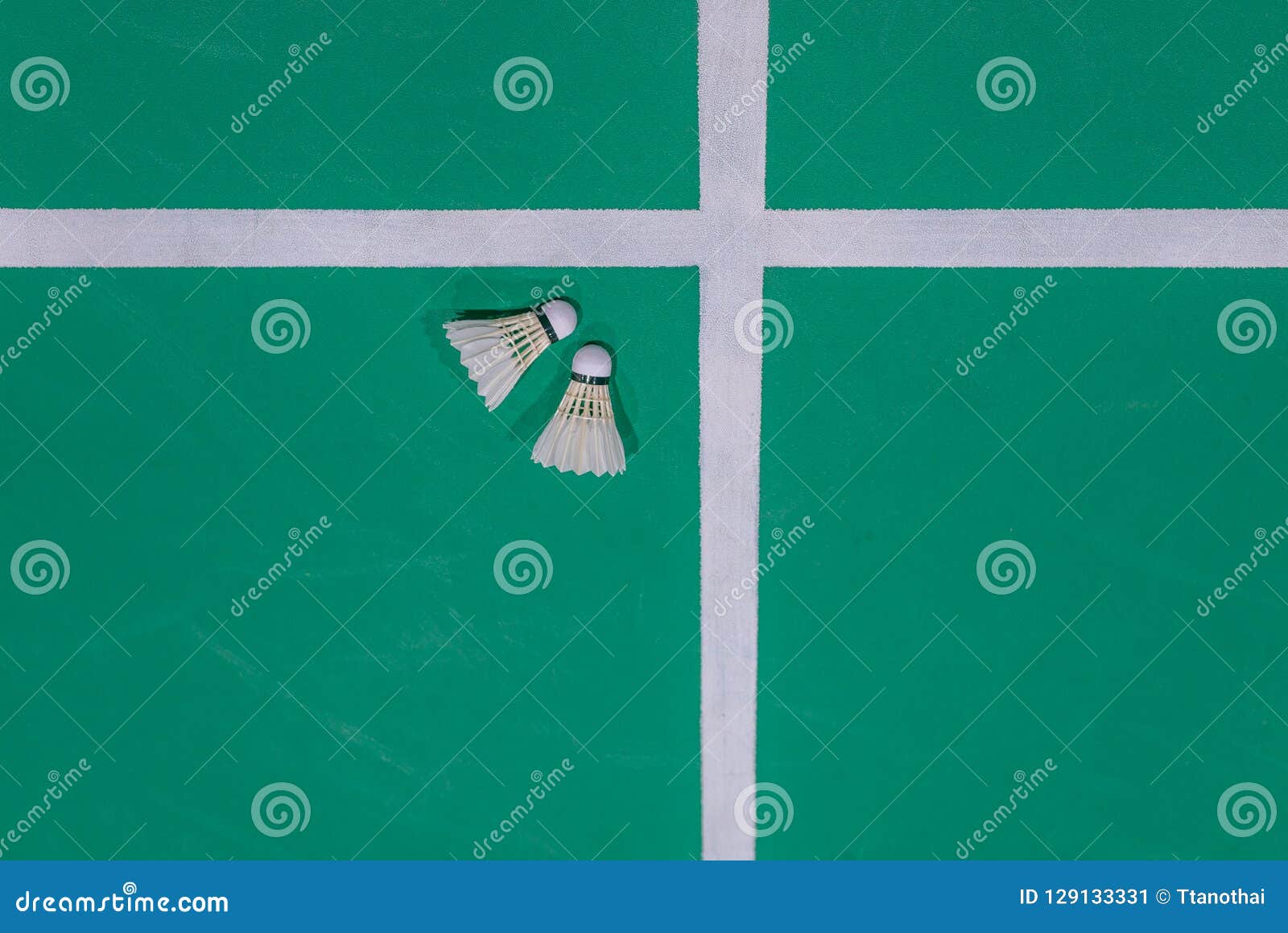 Badminton Shuttlecock on Green Court Stock Image - Image of court ...
