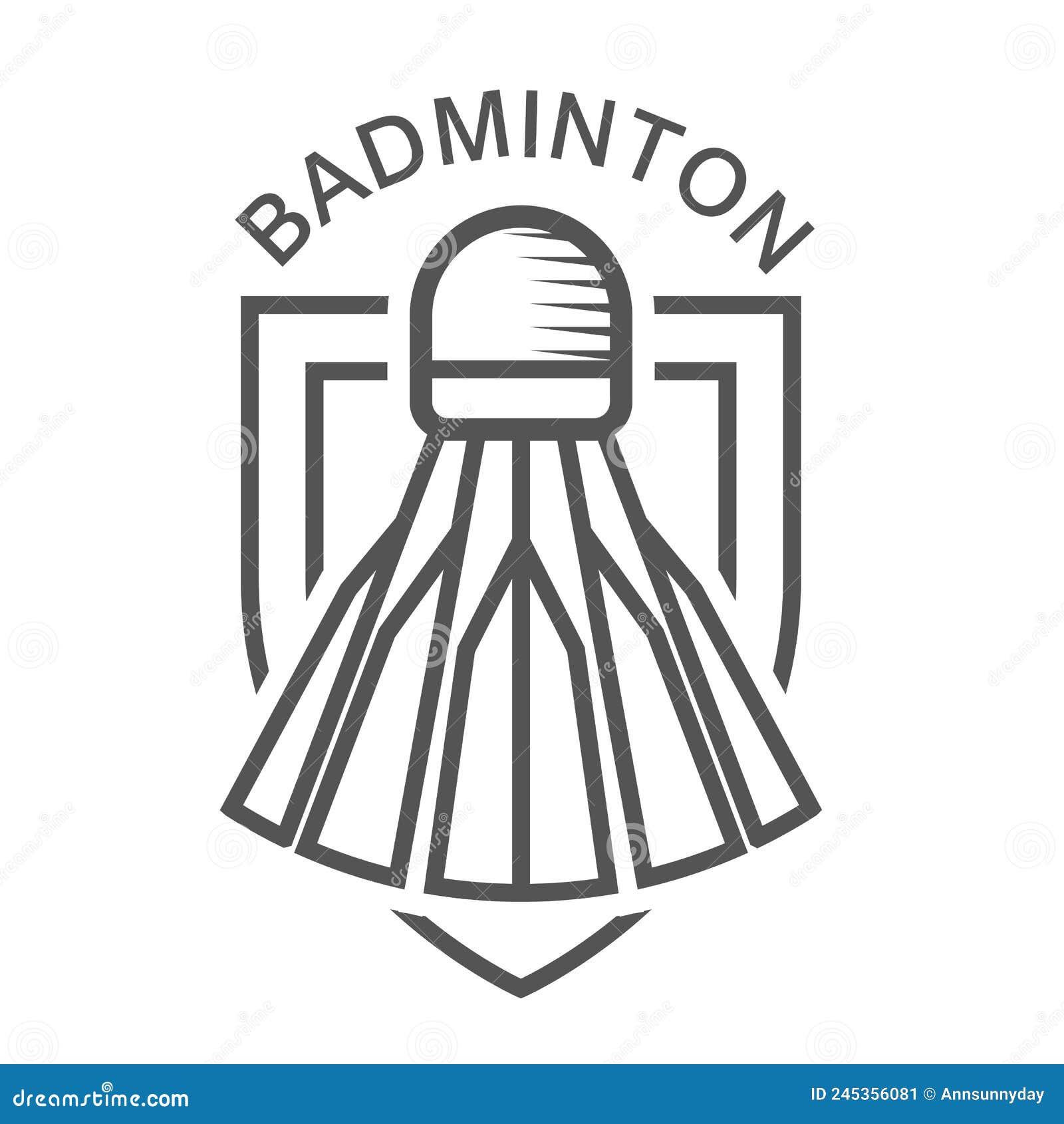 Badminton Emblem With Feather Shuttlecock, Summer Sports Symbol, Vector ...