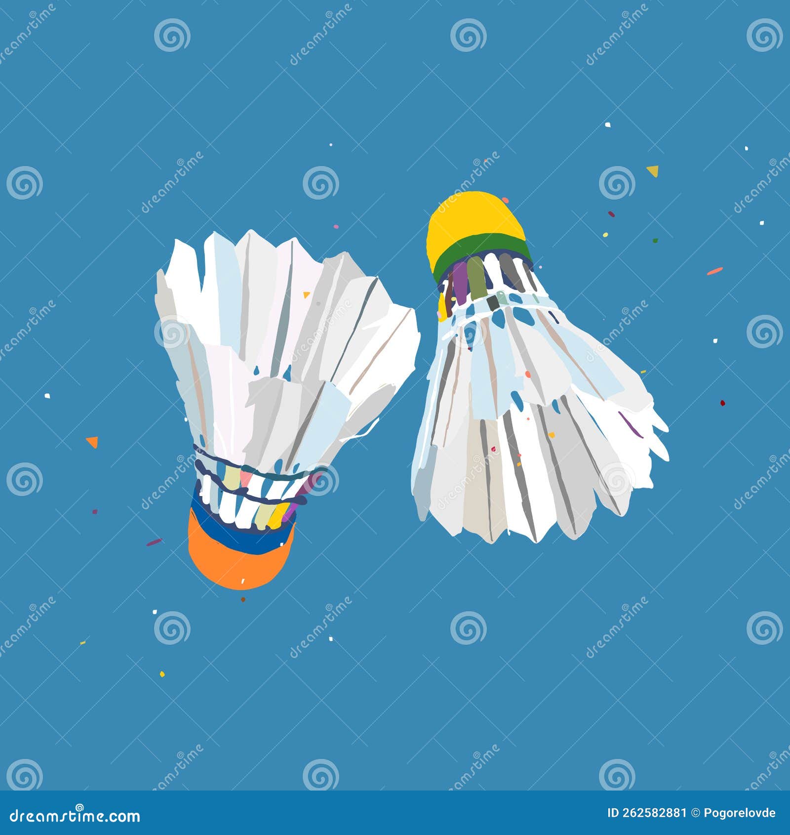 Badminton Shuttlecocks on the Blue Background Stock Vector ...