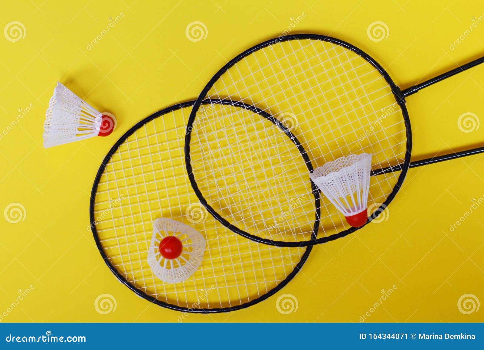 Badminton. Three Shuttlecocks And Two Badminton Rackets Royalty-Free ...